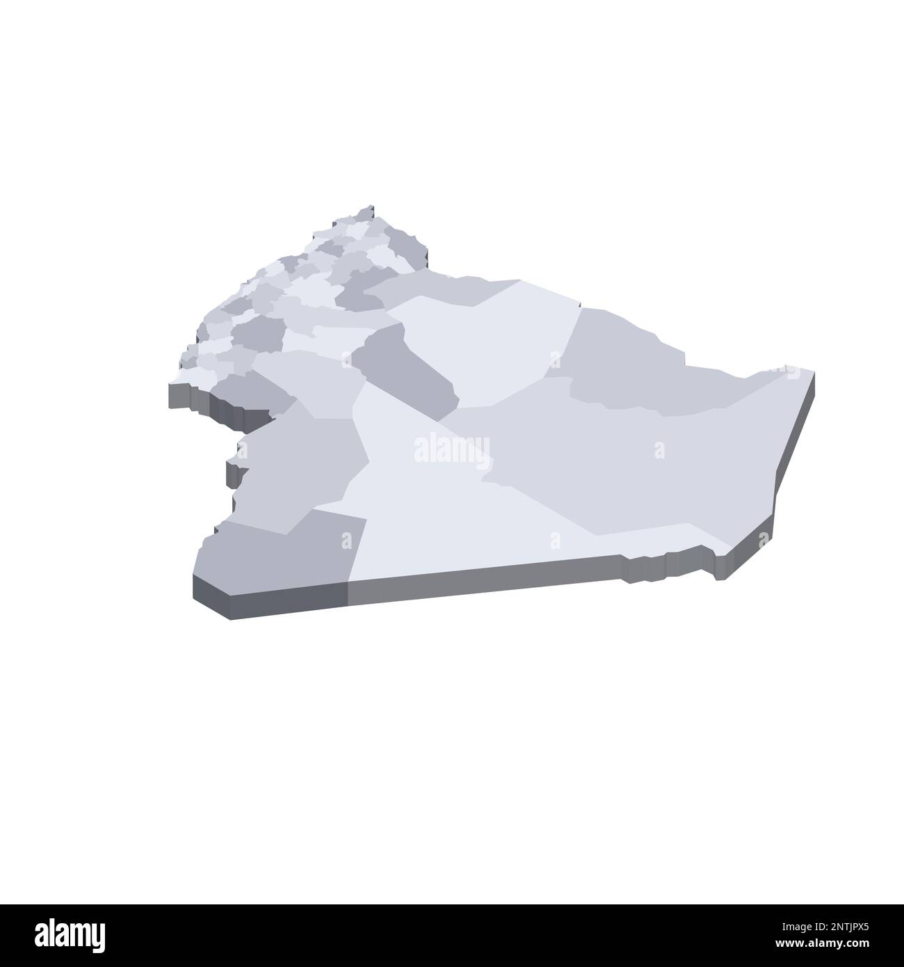 Algeria political map of administrative divisions - provinces. 3D ...