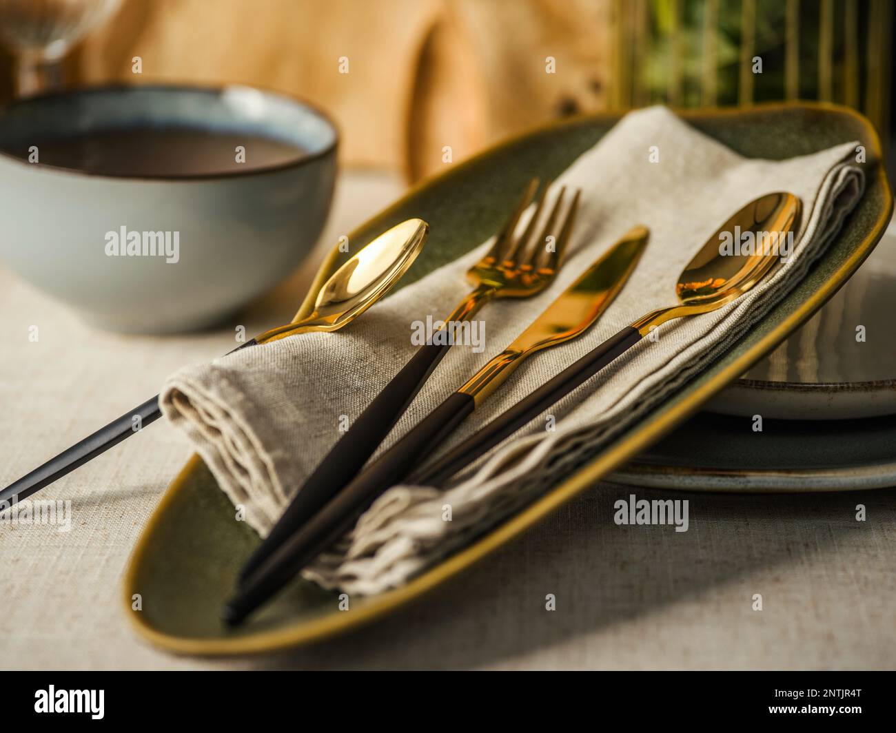 Cutlery golden spoon hi-res stock photography and images - Alamy
