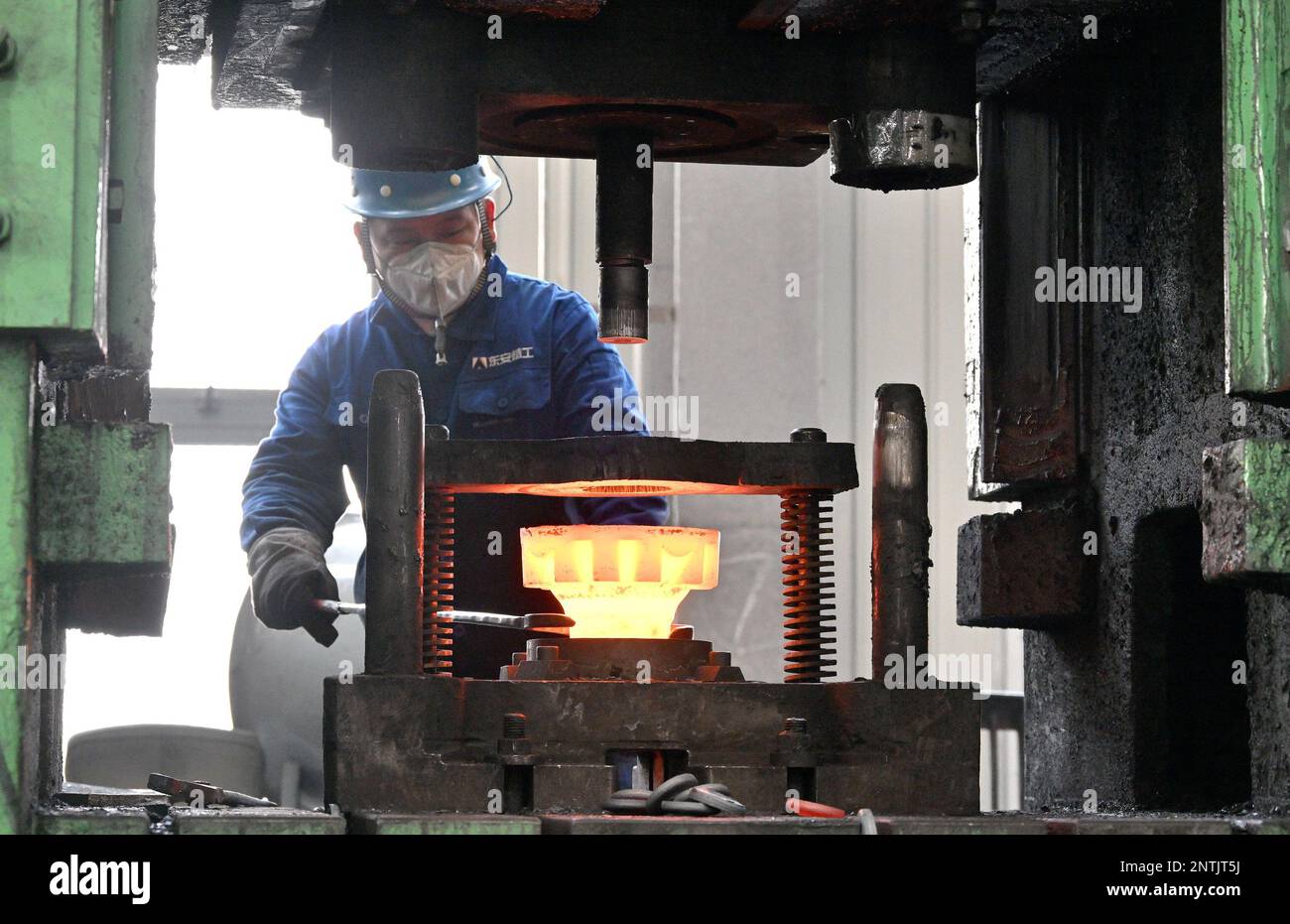 HANDAN, CHINA - FEBRUARY 28, 2023 - A worker works on a forging ...
