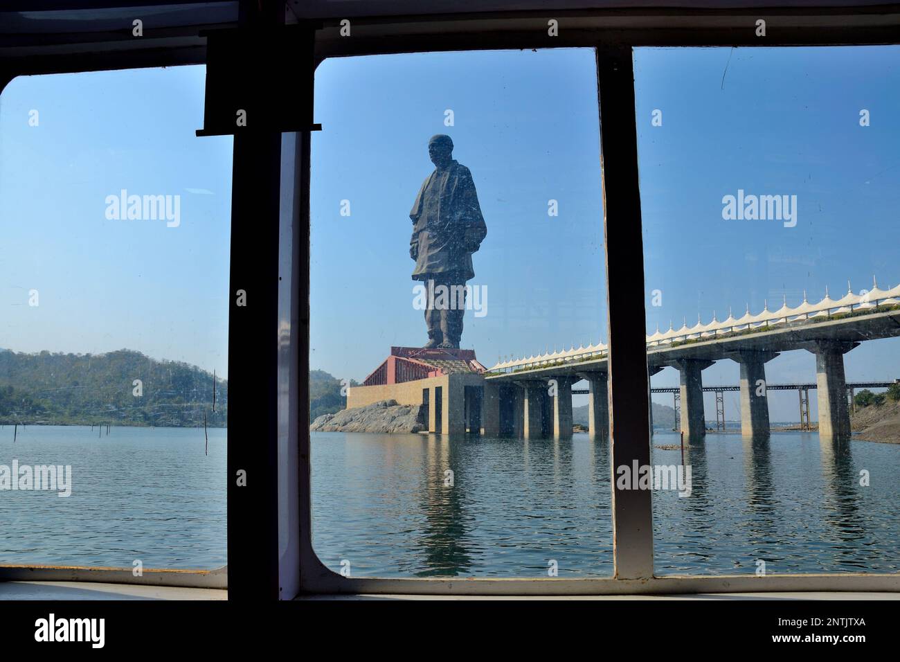 Statue Of Unity, view from Ekta Cruise, colossal statue, tallest statue in the world, located in ...