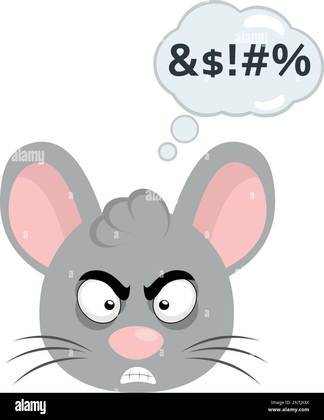 vector illustration face of a cartoon mouse with an angry expression ...
