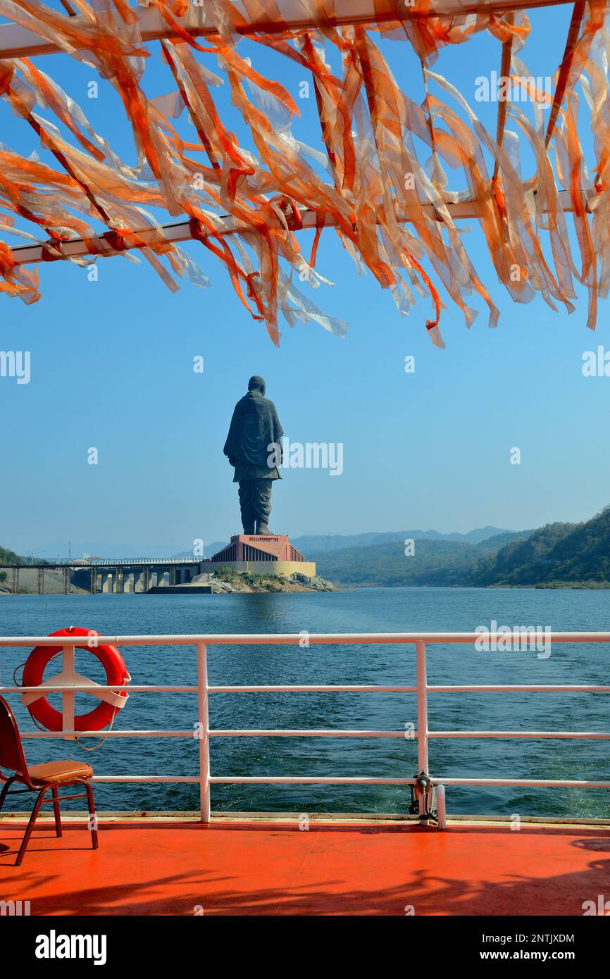 Statue Of Unity, view from Ekta Cruise, colossal statue, tallest statue in the world, located in ...