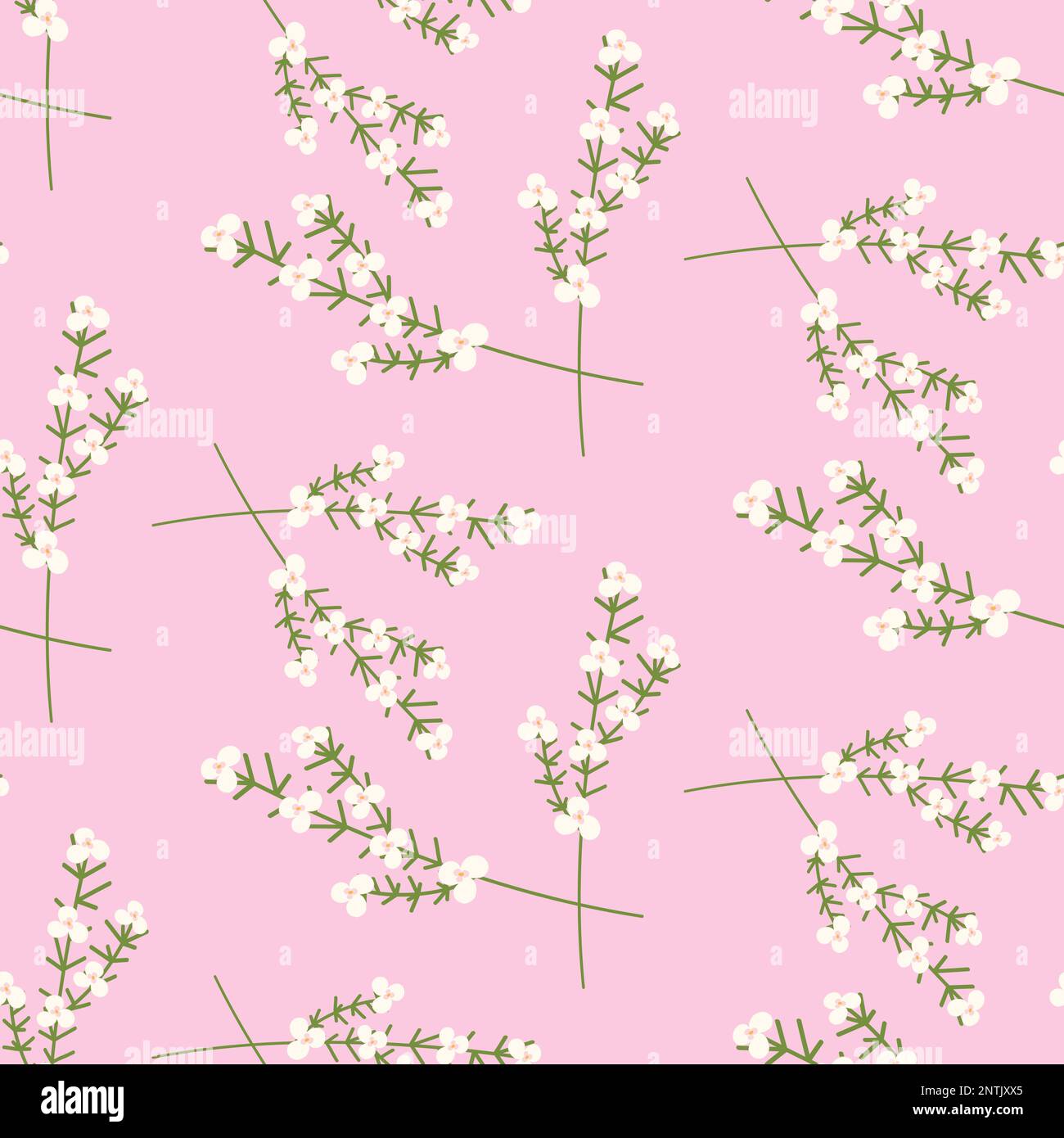 Endless pattern of blooming flower branch in trendy soft shades. Vector ...