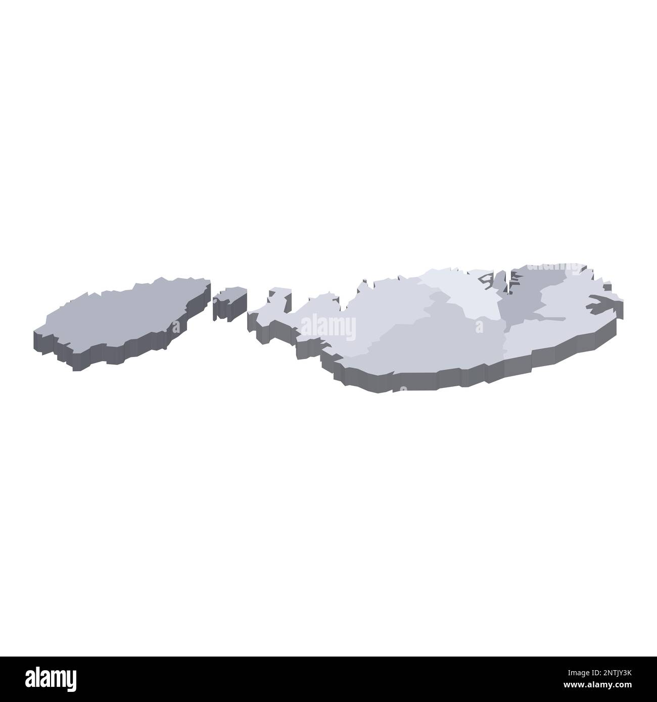 Malta political map of administrative divisions - regions. 3D isometric ...