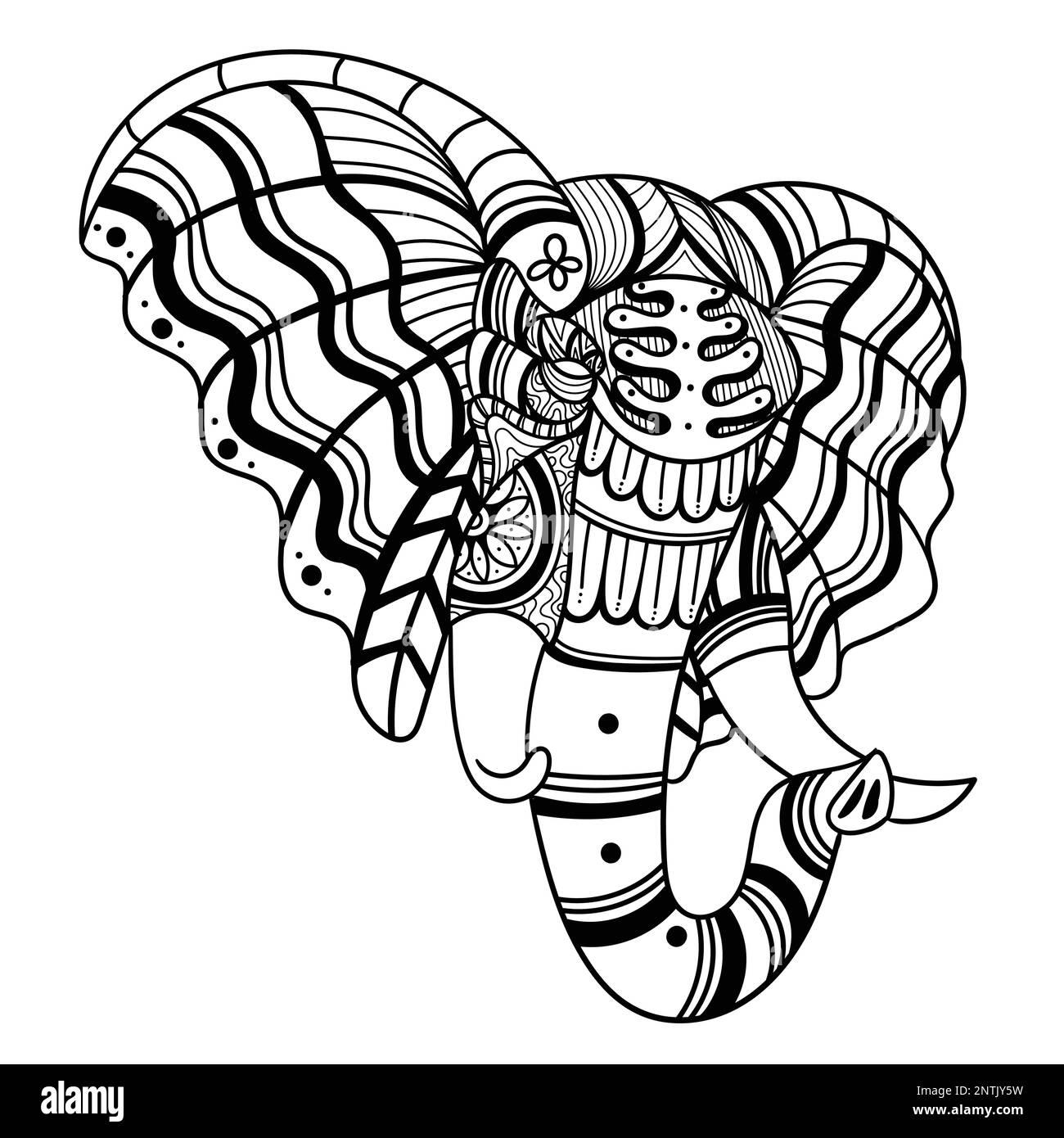Elephant head side position mandala zentangle coloring page ...