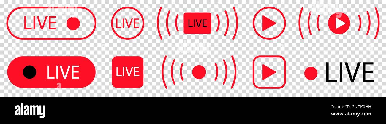 Collection of live streaming icons. Vector illustration isolated on ...