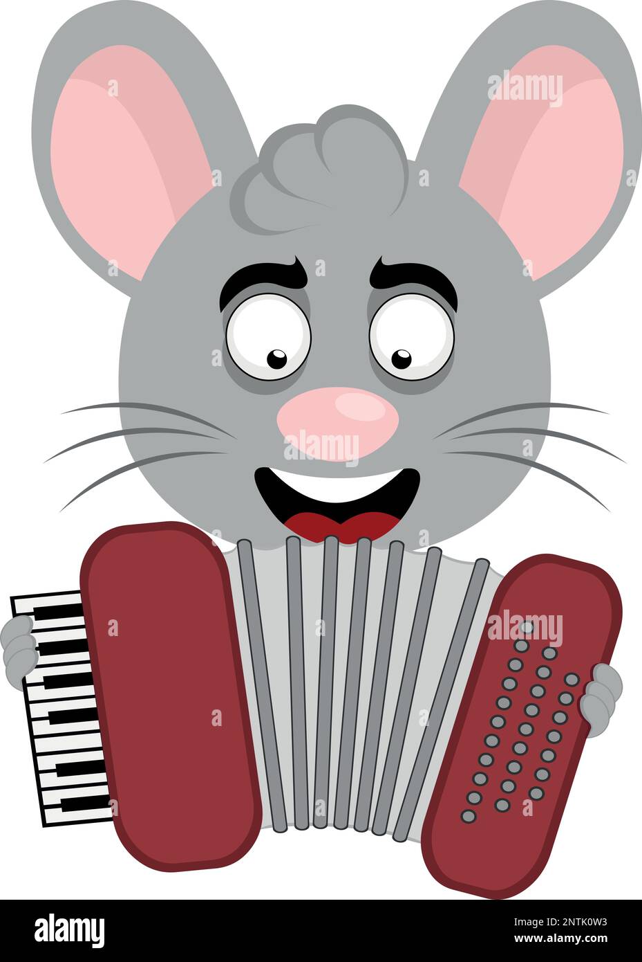vector illustration face of a cartoon mouse playing the instrument ...