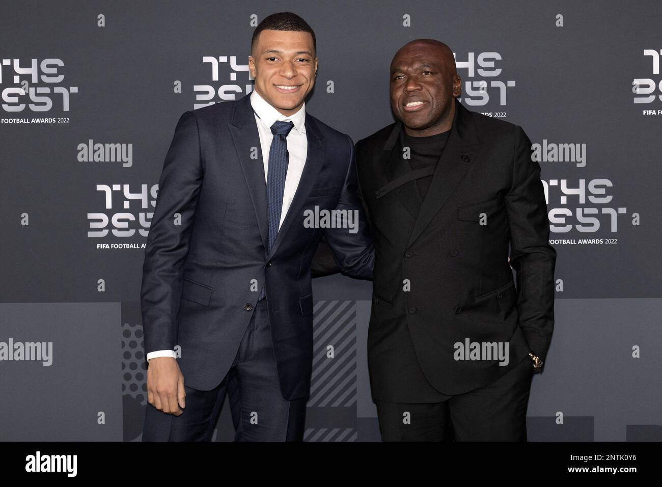 Kylian Mbappe of PSG and his father Wilfried Mbappe arrive at the Best ...