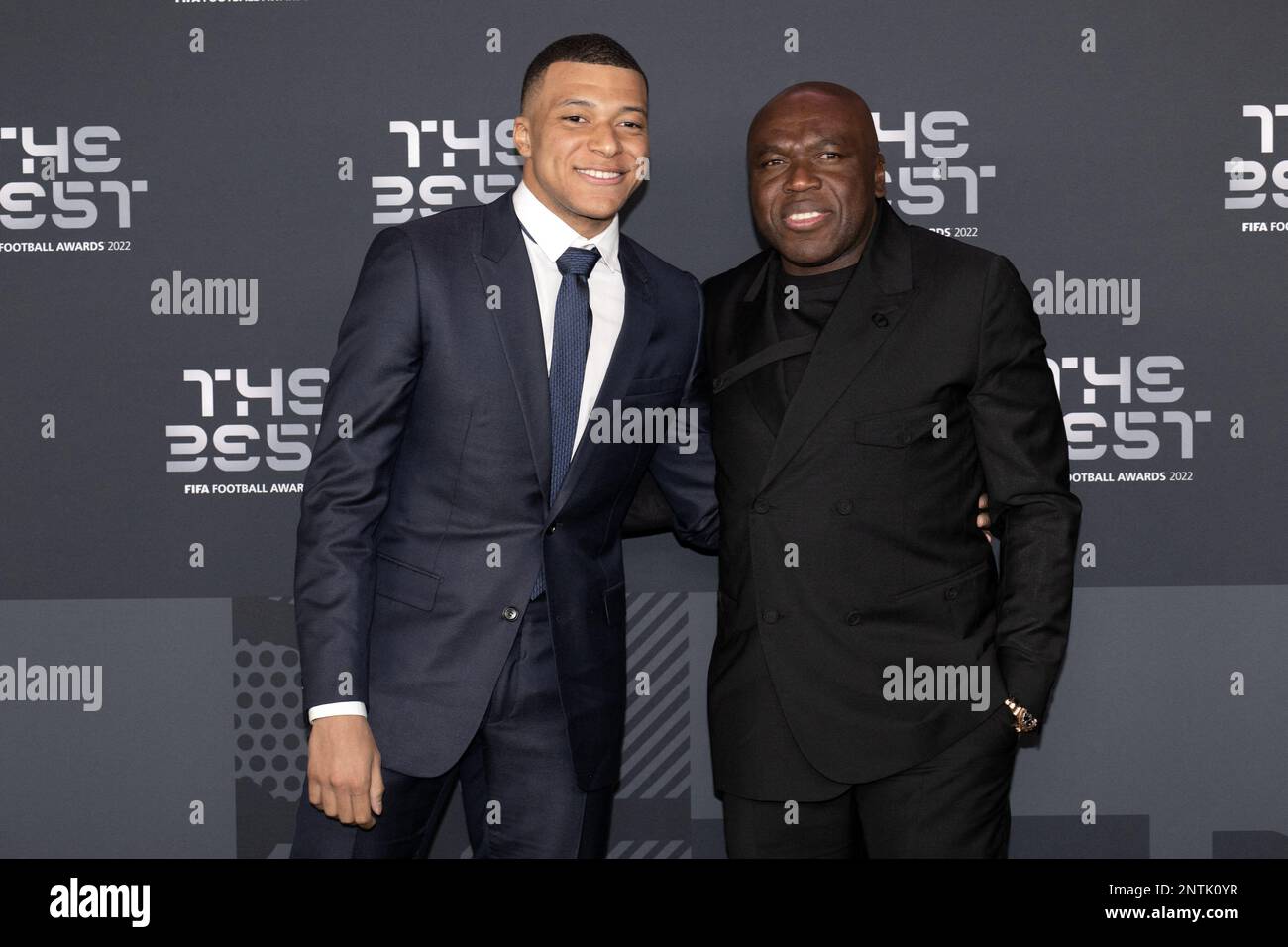 Kylian Mbappe of PSG and his father Wilfried Mbappe arrive at the Best ...