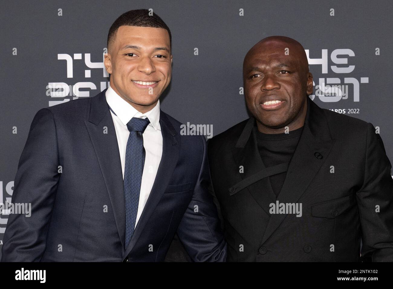 Kylian Mbappe of PSG and his father Wilfried Mbappe arrive at the Best ...