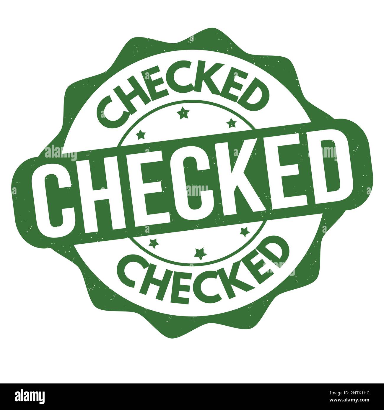 Checked label or stamp on white background, vector illustration Stock ...