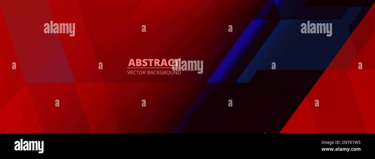 Red and blue modern abstract wide banner with geometric shapes. Dark ...