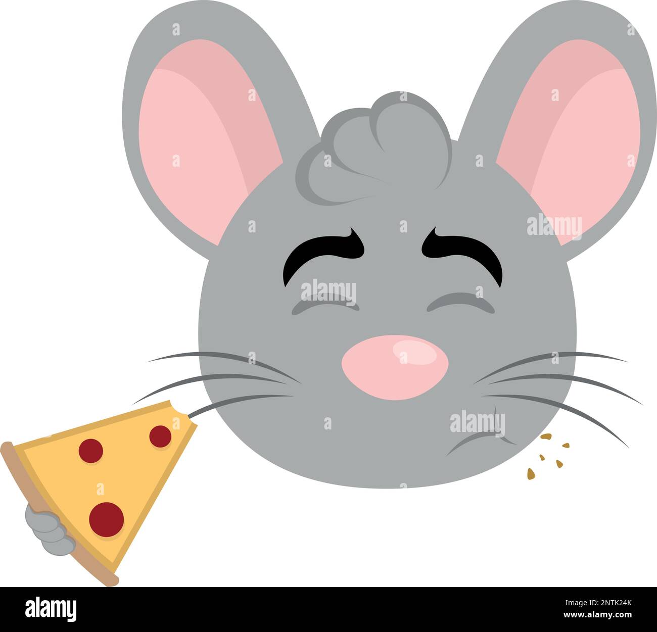 vector illustration face of a cartoon mouse eating a pizza Stock Vector ...