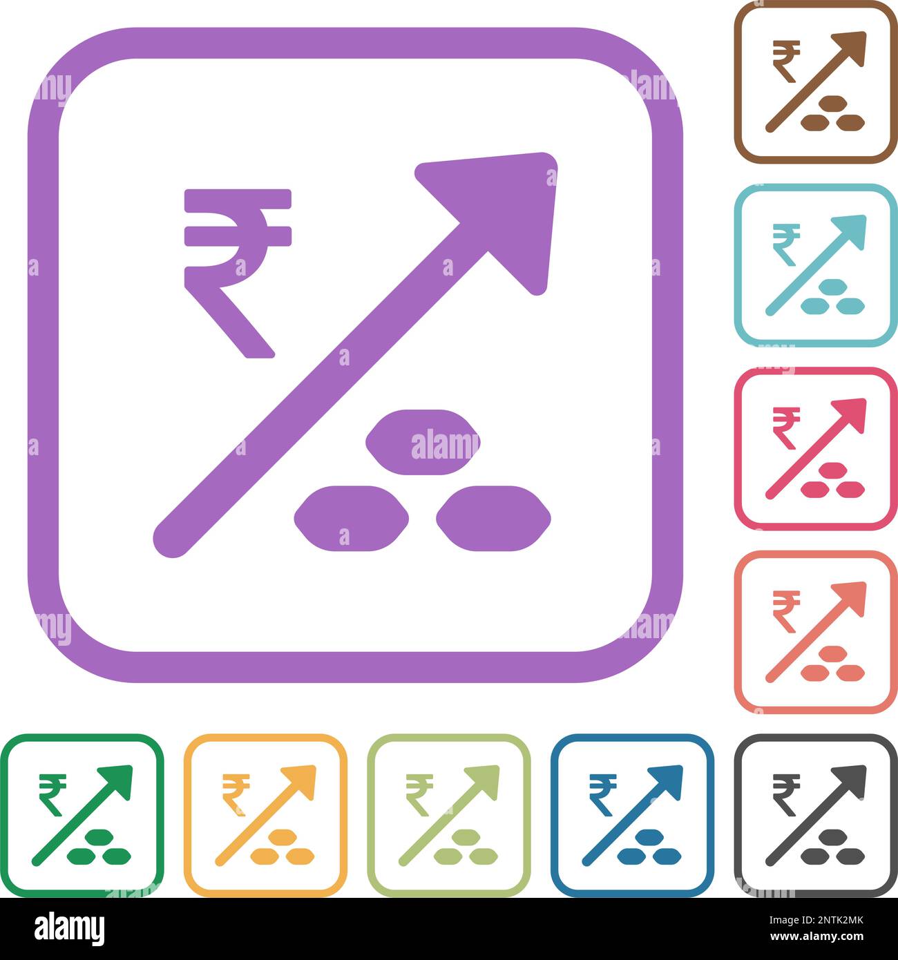 Rising coal energy Indian Rupee prices simple icons in color rounded ...