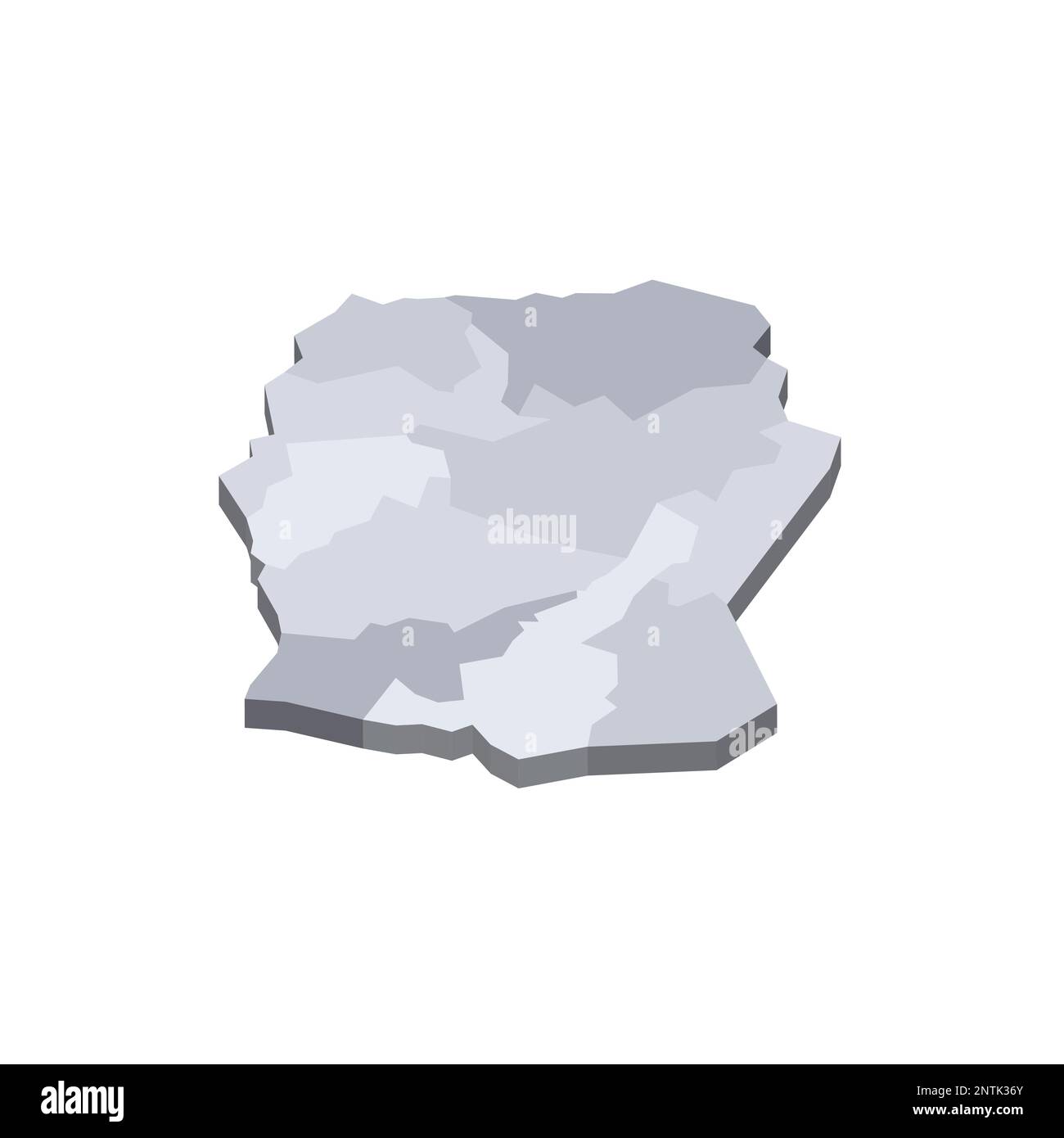 Lesotho political map of administrative divisions - districts. 3D ...