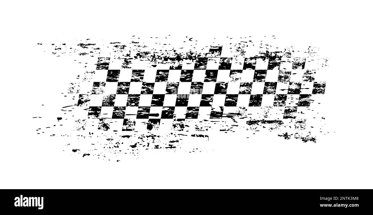 Grunge race flag, Isolated vector banner for motocross sports tournament, car rally competition ...