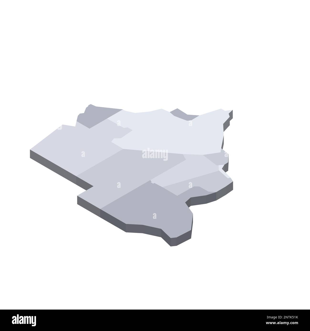 Botswana political map of administrative divisions - rural and urban ...