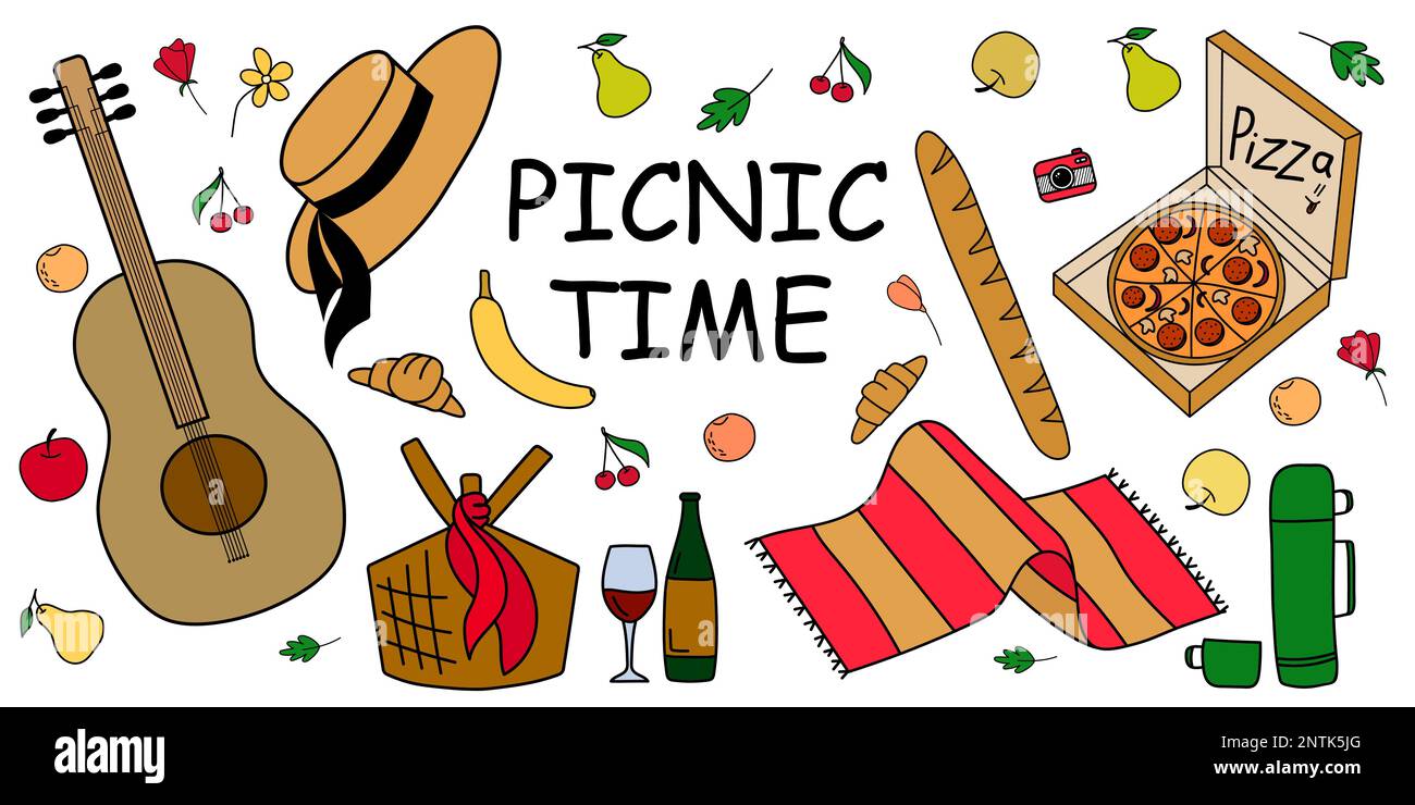 Set for a picnic day. Hand drawn picnic set Stock Vector Image & Art ...