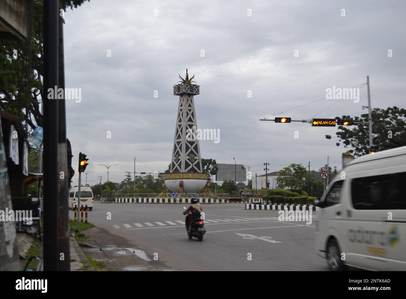 Torch Monument Roundabout in Shouth Kalimantan, Indonesia Stock Photo ...