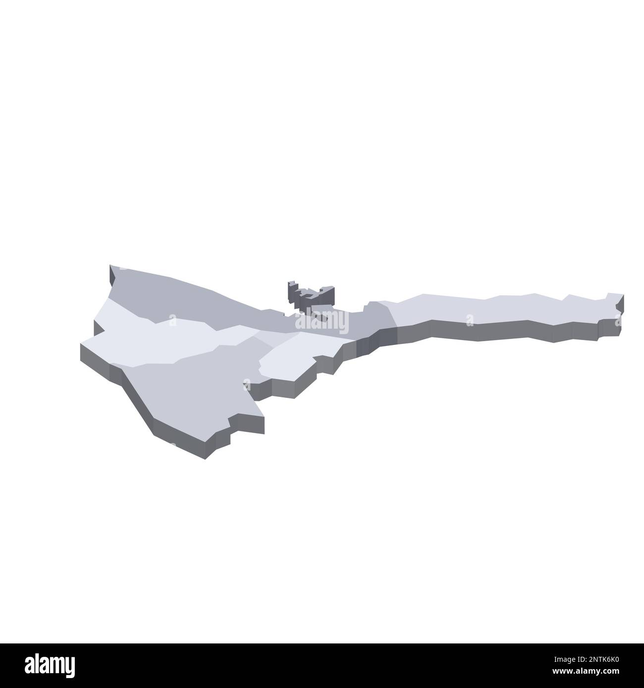 Eritrea political map of administrative divisions - regions. 3D isometric blank vector map in ...