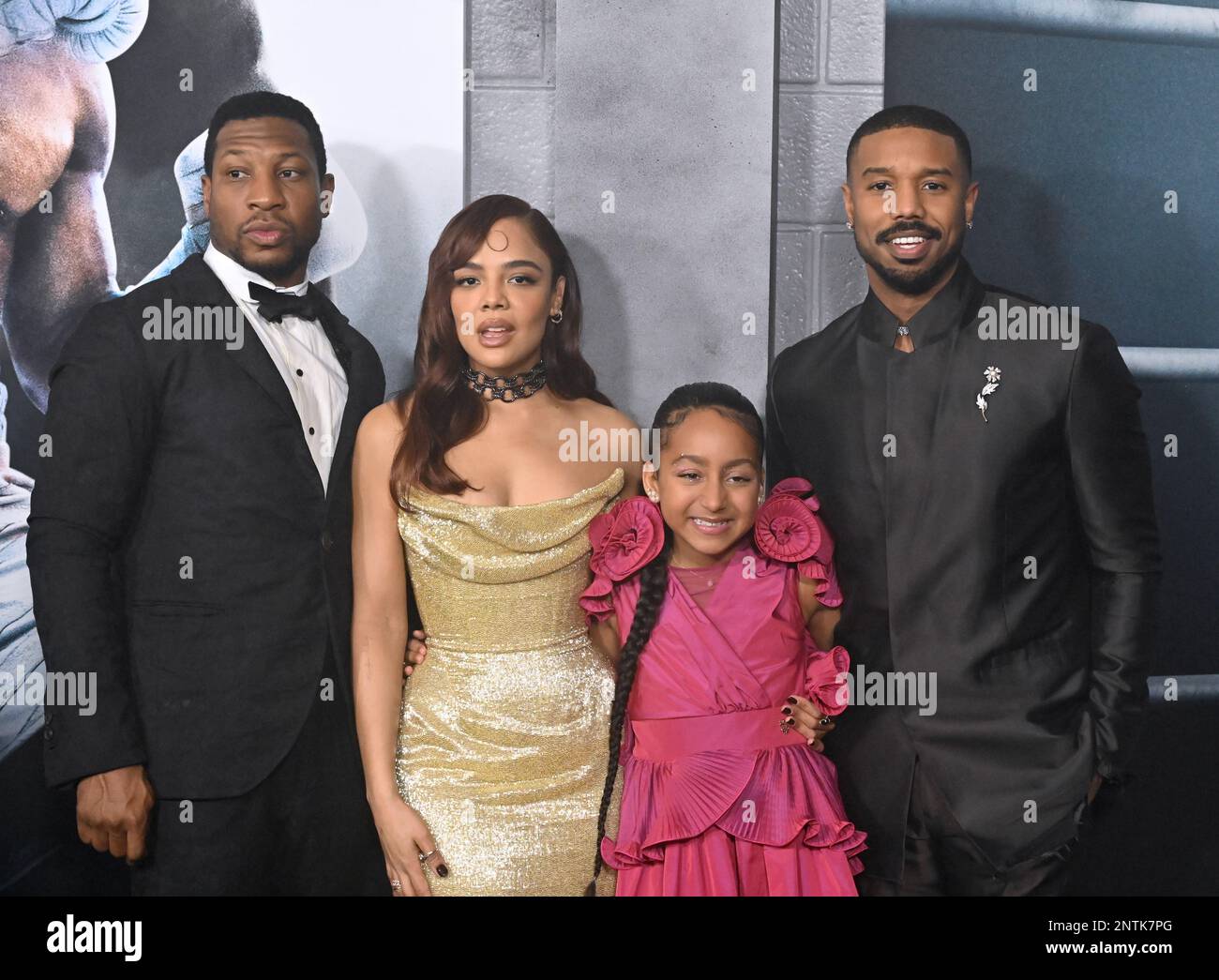 Los Angeles, USA. 27th Feb, 2023. Jonathan Majors, Tessa Thompson, Mila ...
