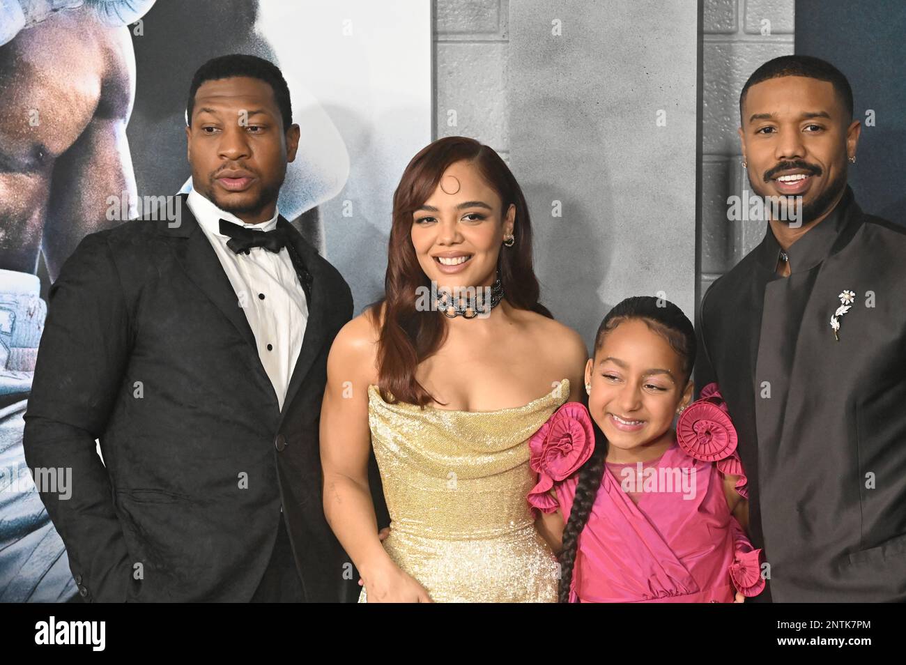 Los Angeles, USA. 27th Feb, 2023. Jonathan Majors, Tessa Thompson, Mila ...
