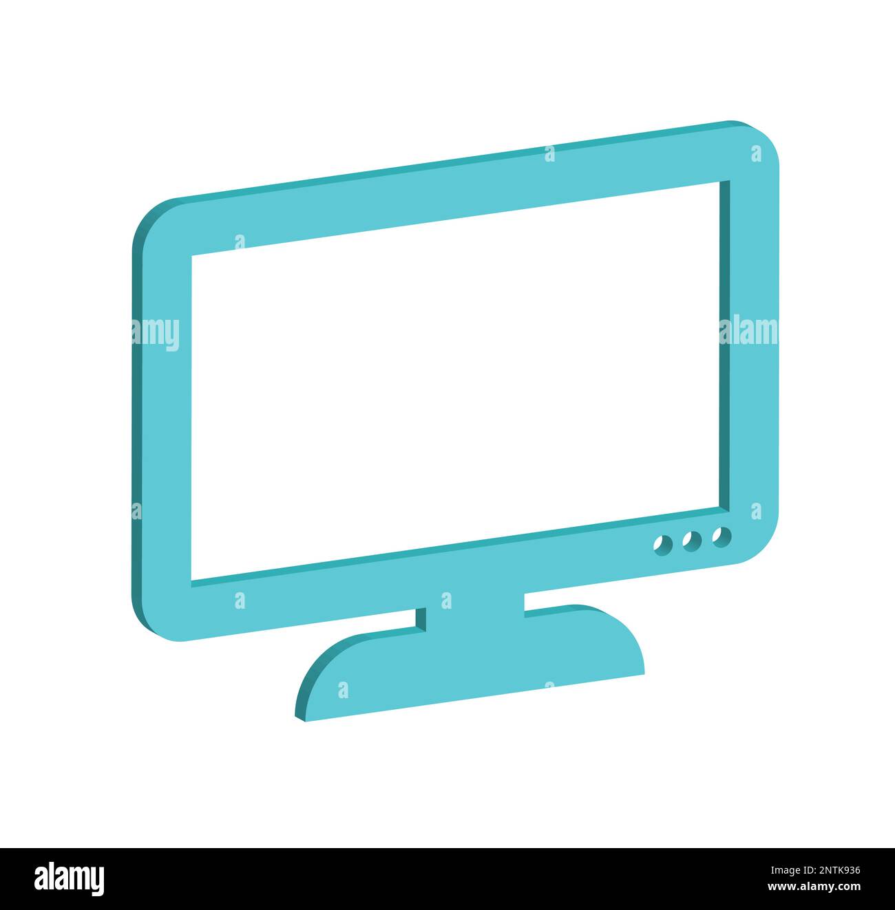 Blue computer monitor symbol - Perspective icon 3D on white background ...