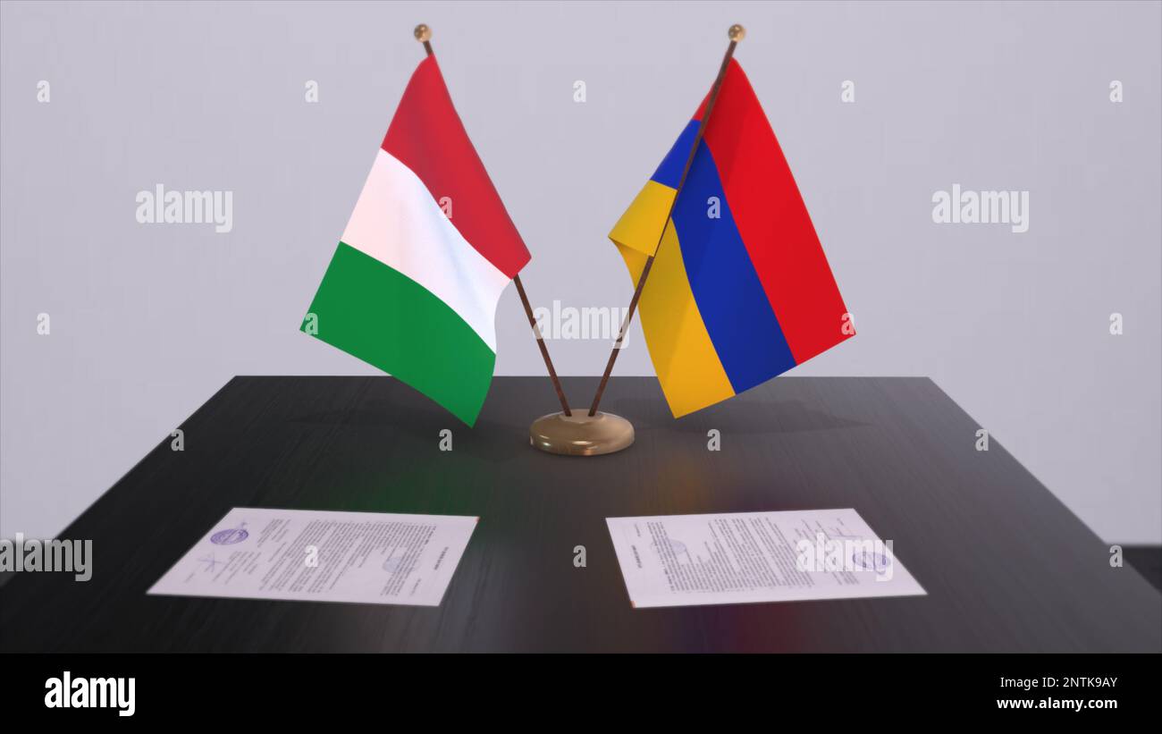 Armenia and Italy country flags 3D illustration. Politics and business ...
