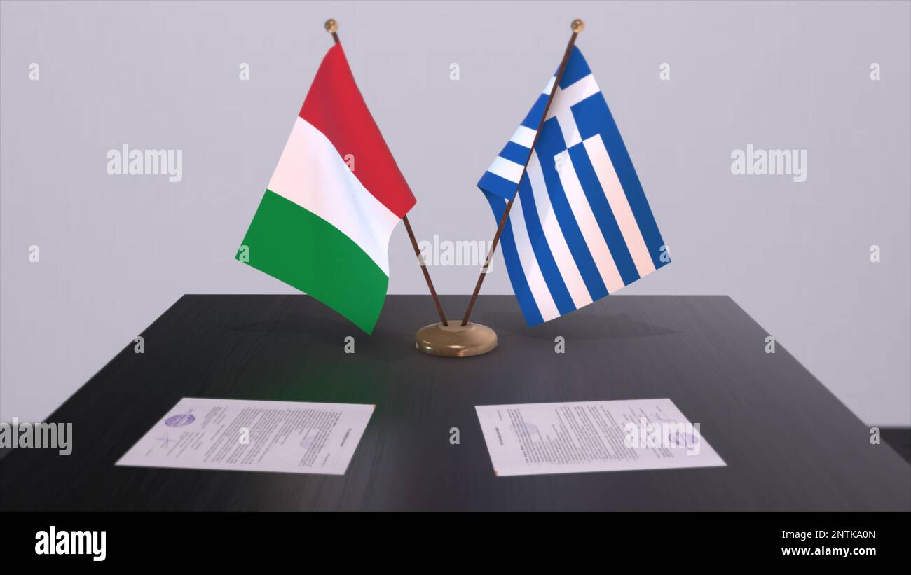 Greece and Italy country flags 3D illustration. Politics and business ...