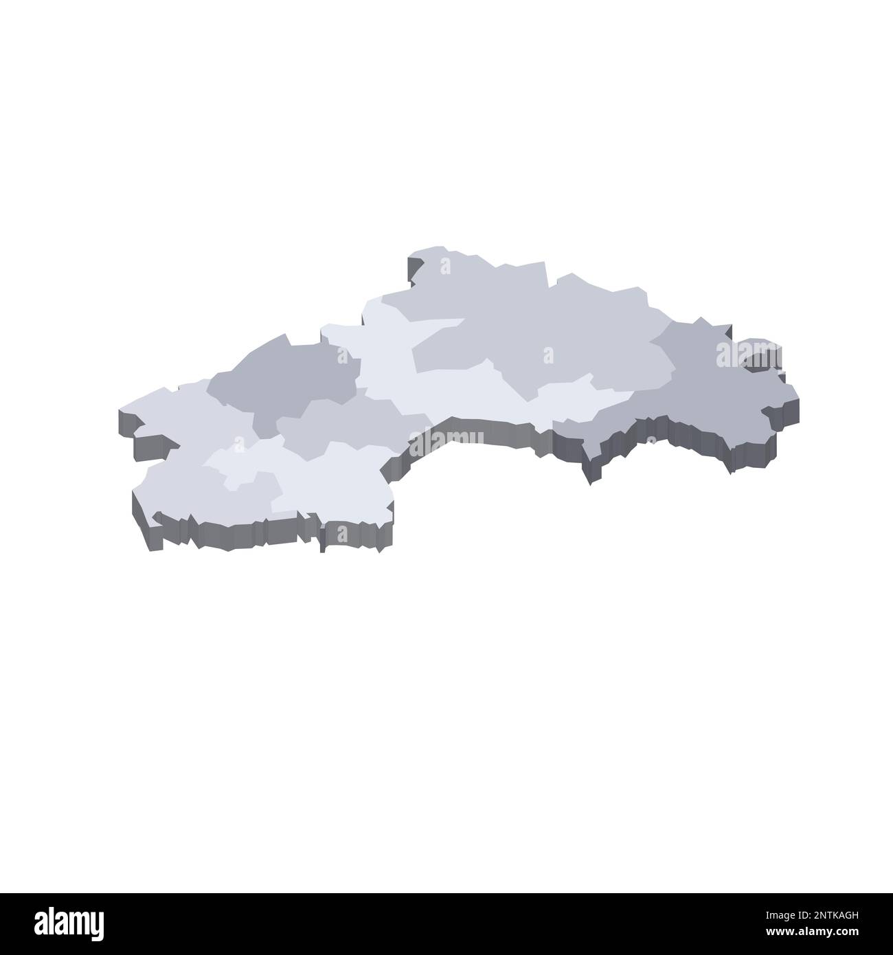 Guinea political map of administrative divisions - regions. 3D ...