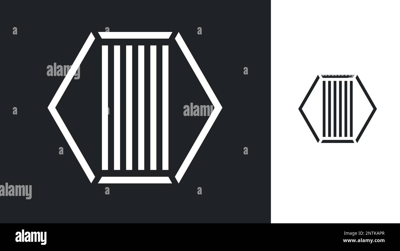Greek column symbol in hexagonal shape on black background Stock Vector ...