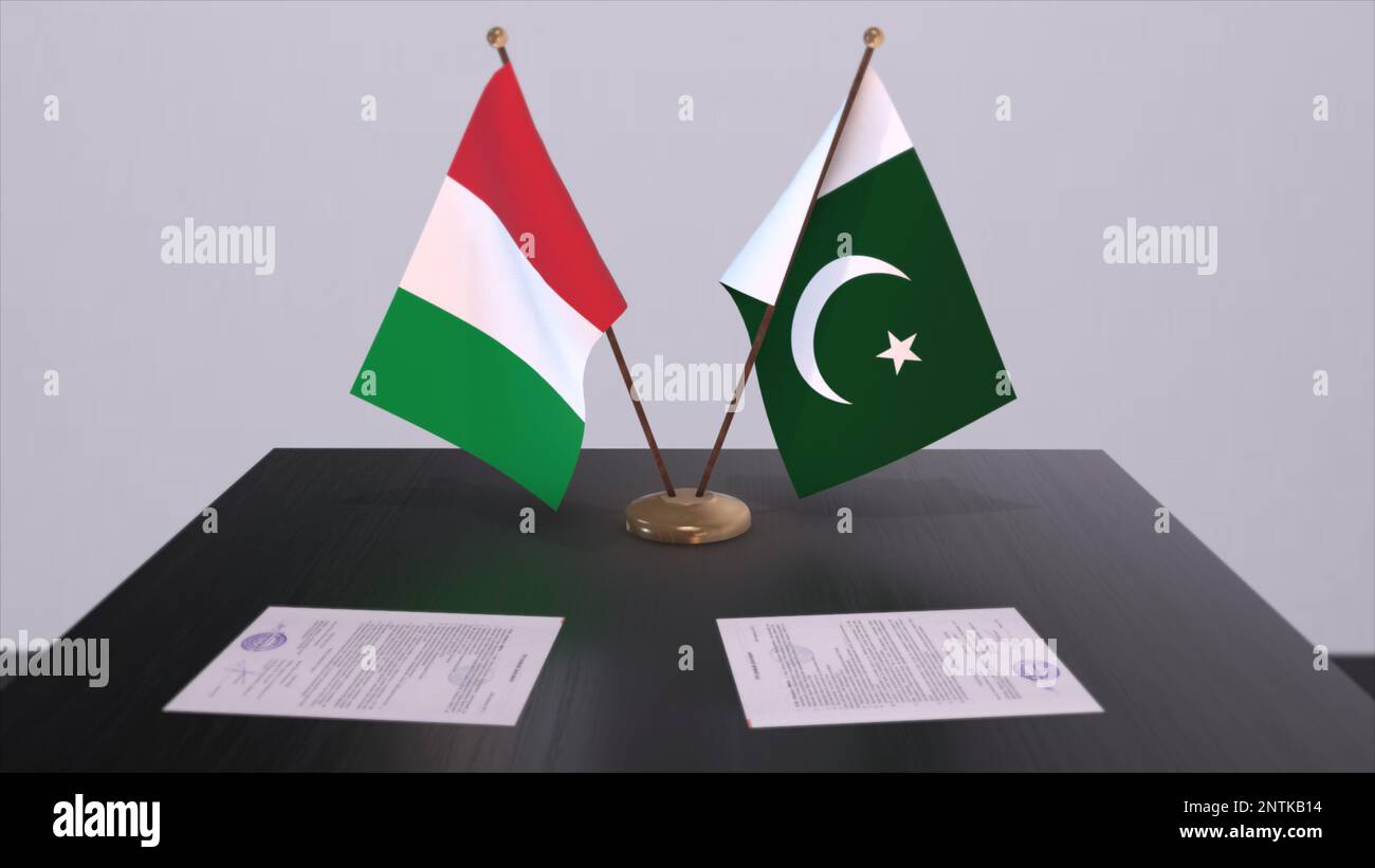 Pakistan and Italy country flags 3D illustration. Politics and business ...