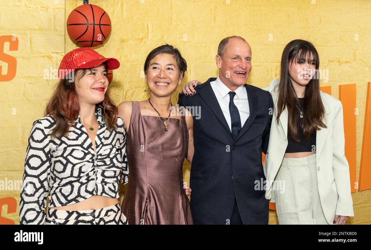 Woody Harrelson and family attend the premiere of "Champions" at AMC ...