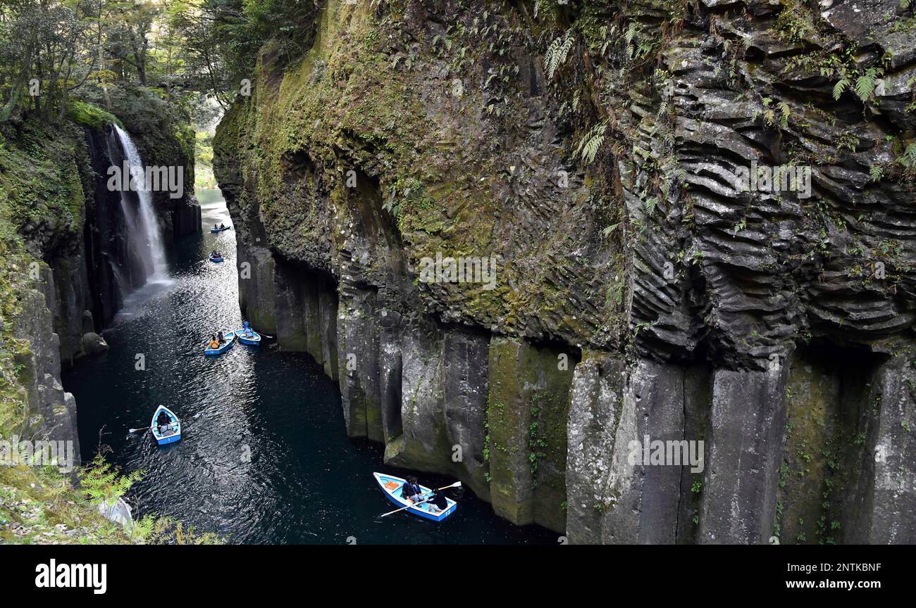 A picture taken on April 3, 2019 shows Takachiho Gorge in Takachiho ...