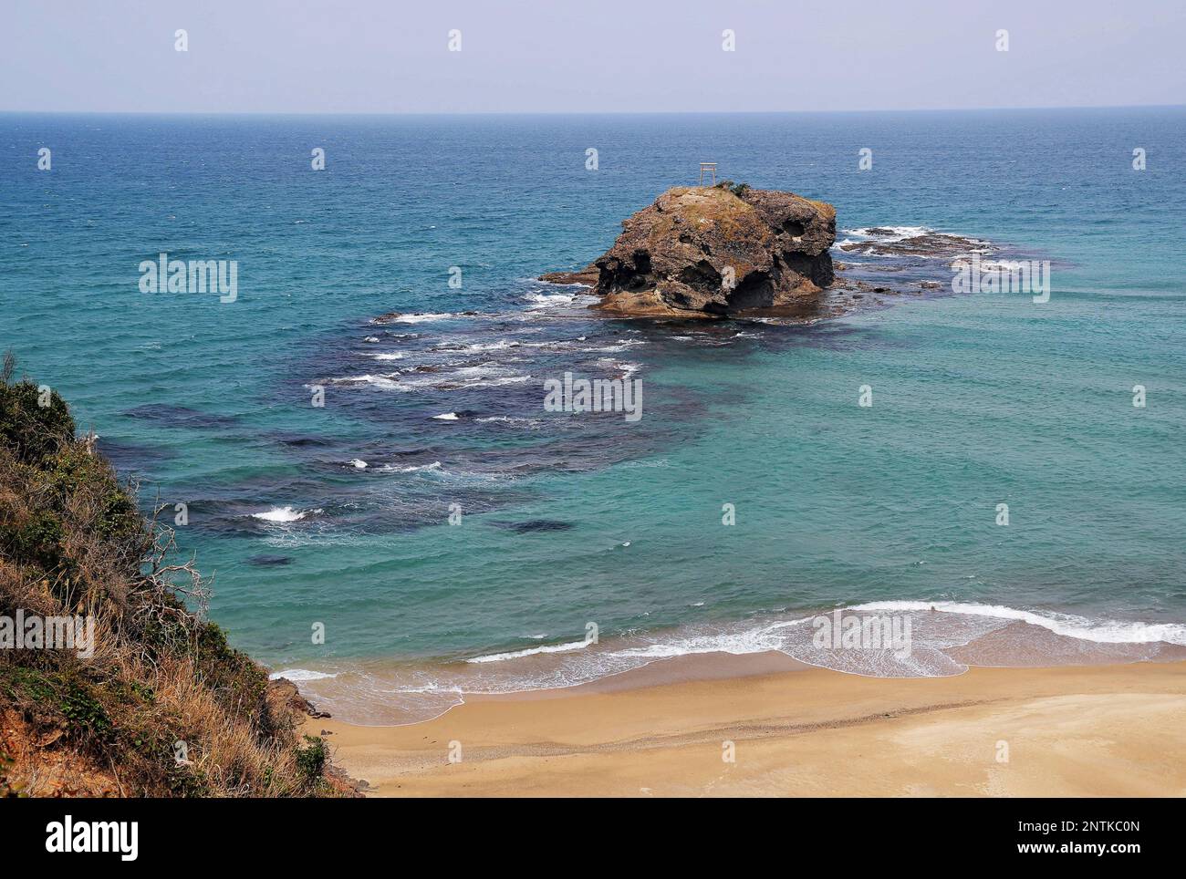 A picture shows Hakuto Beach, the site of a legend in the Kojiki, the ...