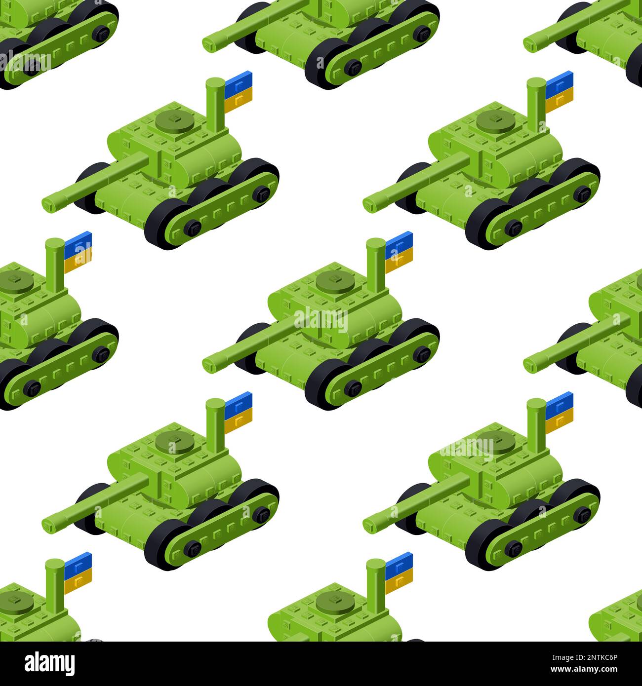Pattern of green tanks with the flag of Ukraine. Vector clipart Stock ...