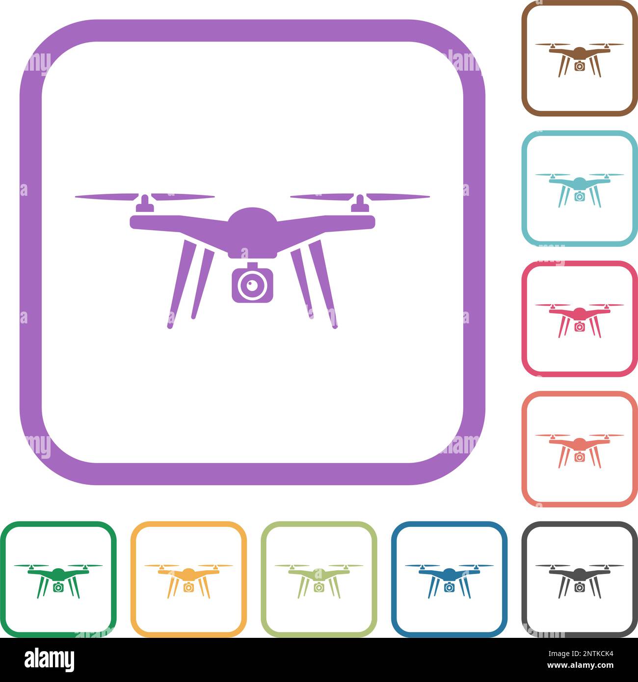 Drone quadcopter simple icons in color rounded square frames on white background Stock Vector ...