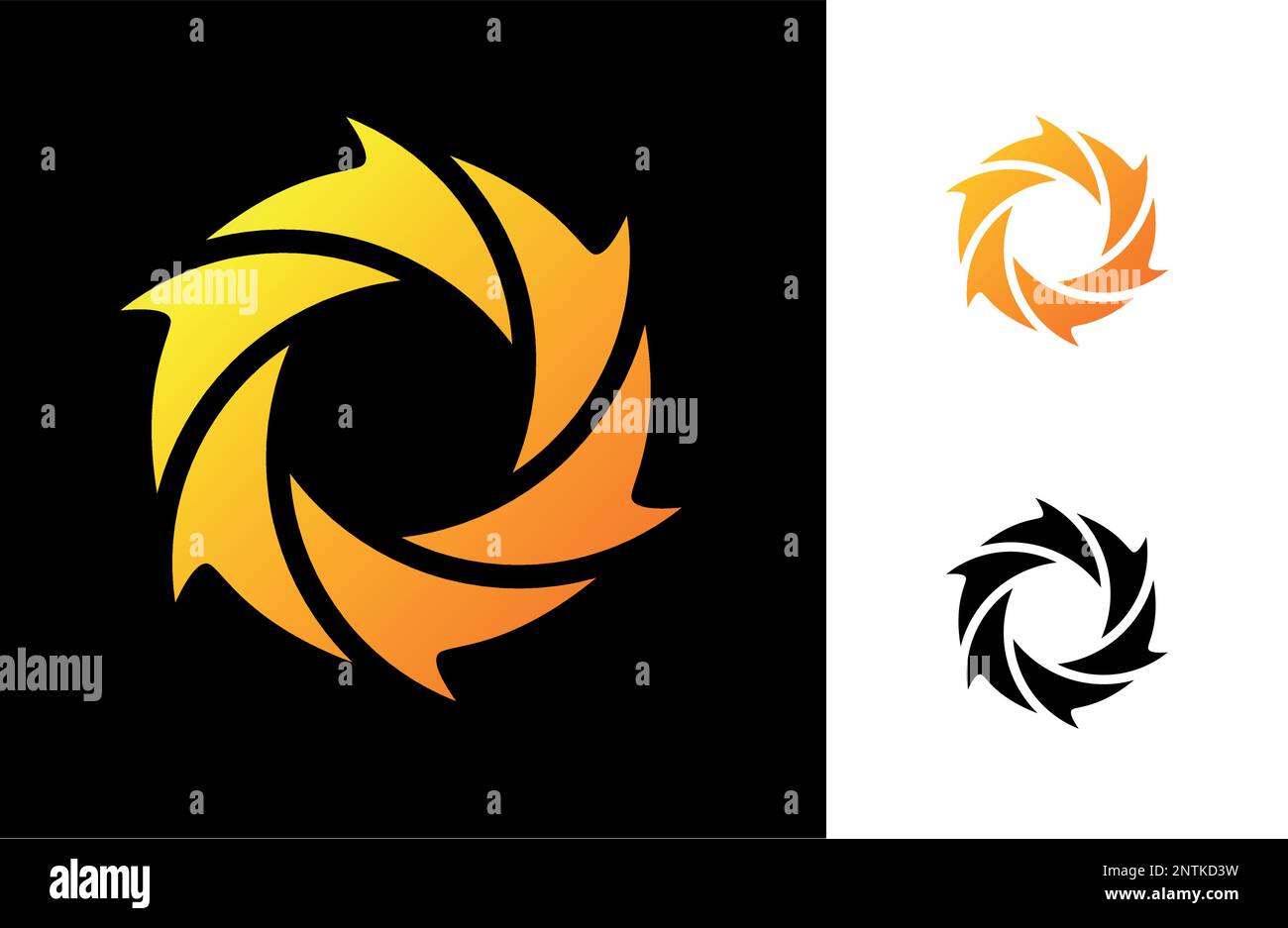 Circular symbol with fire flame concept on black background Stock ...