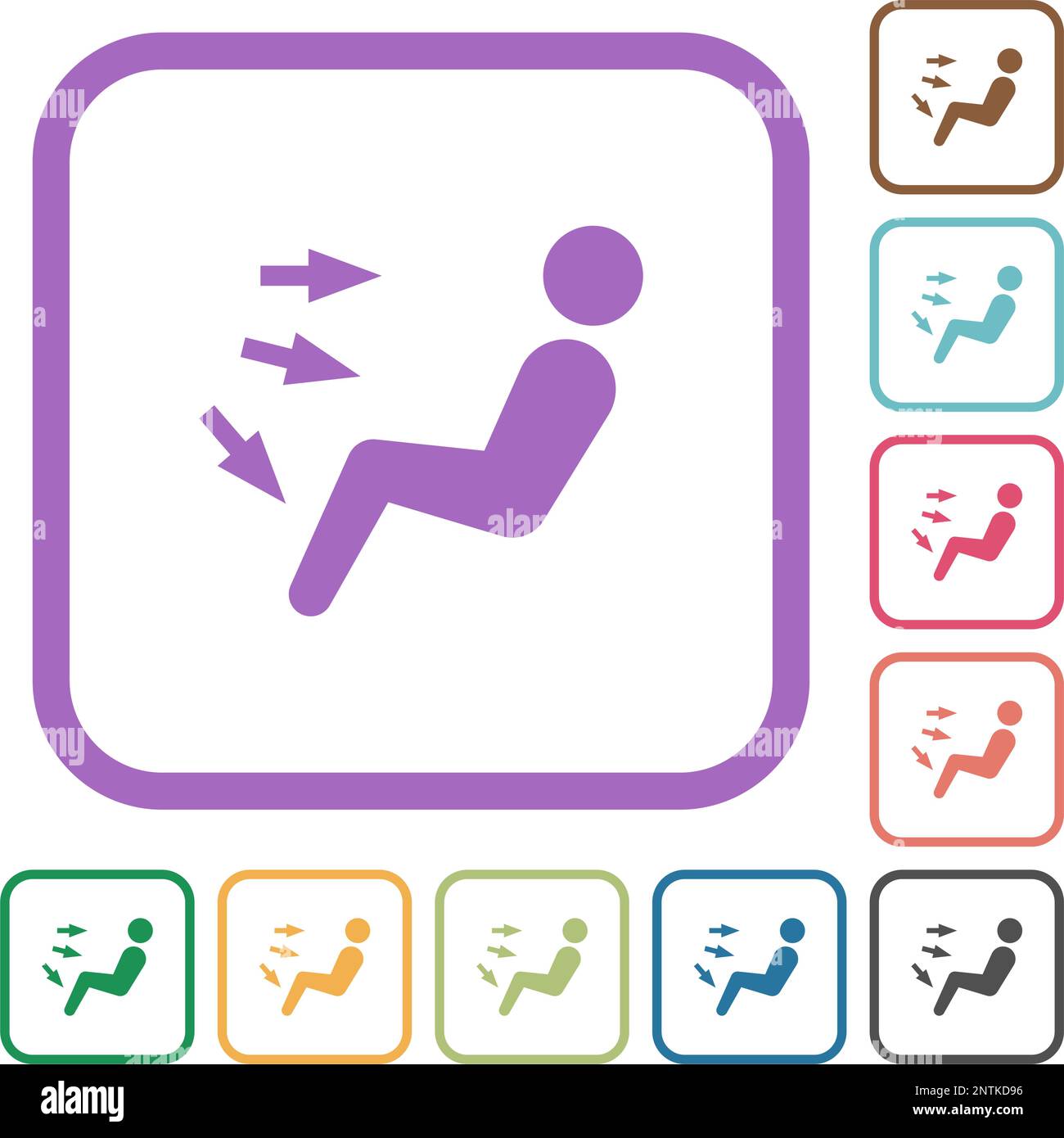 Car air flow direction all simple icons in color rounded square frames ...