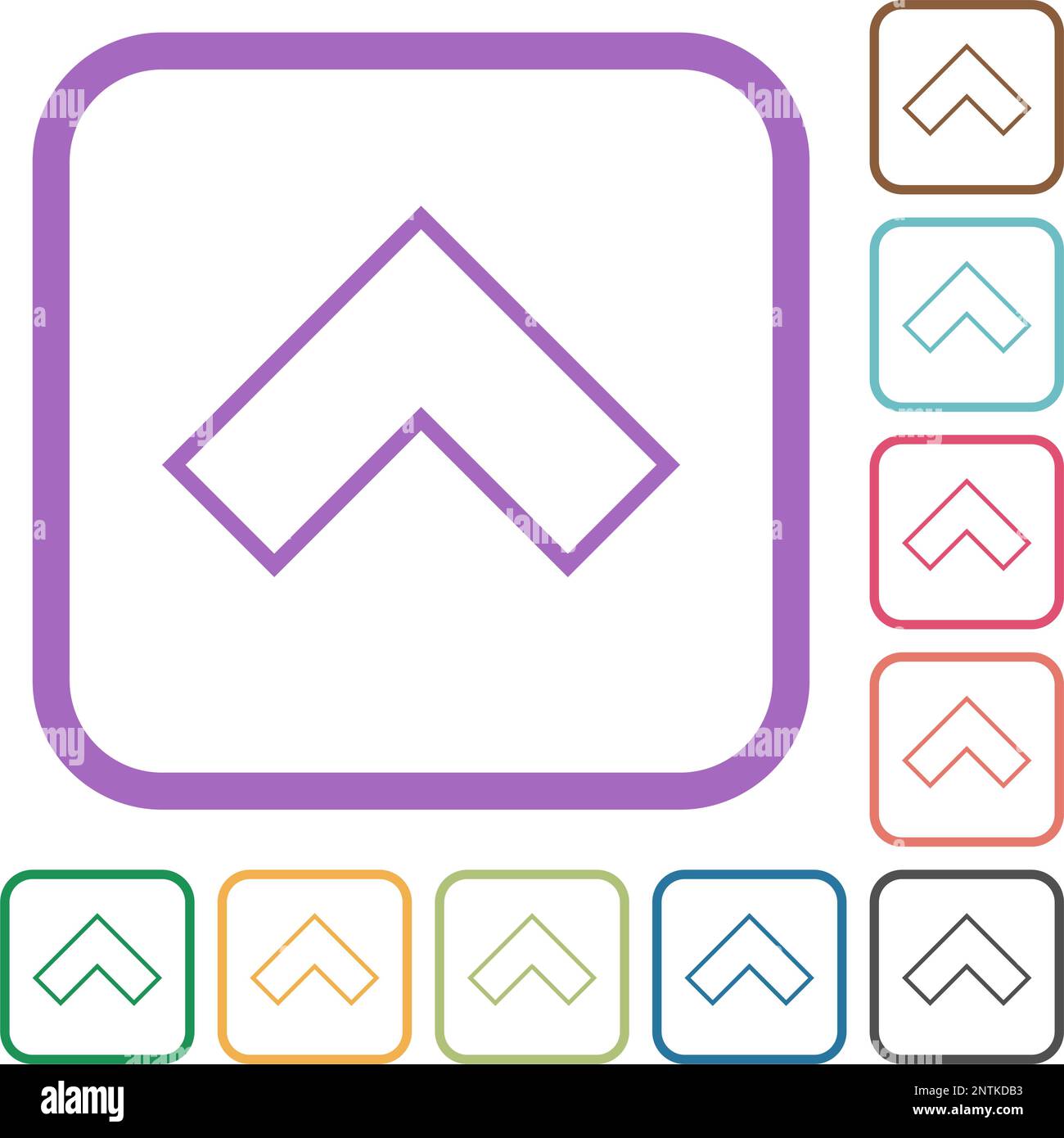 Top angle arrow outline simple icons in color rounded square frames on white background Stock ...