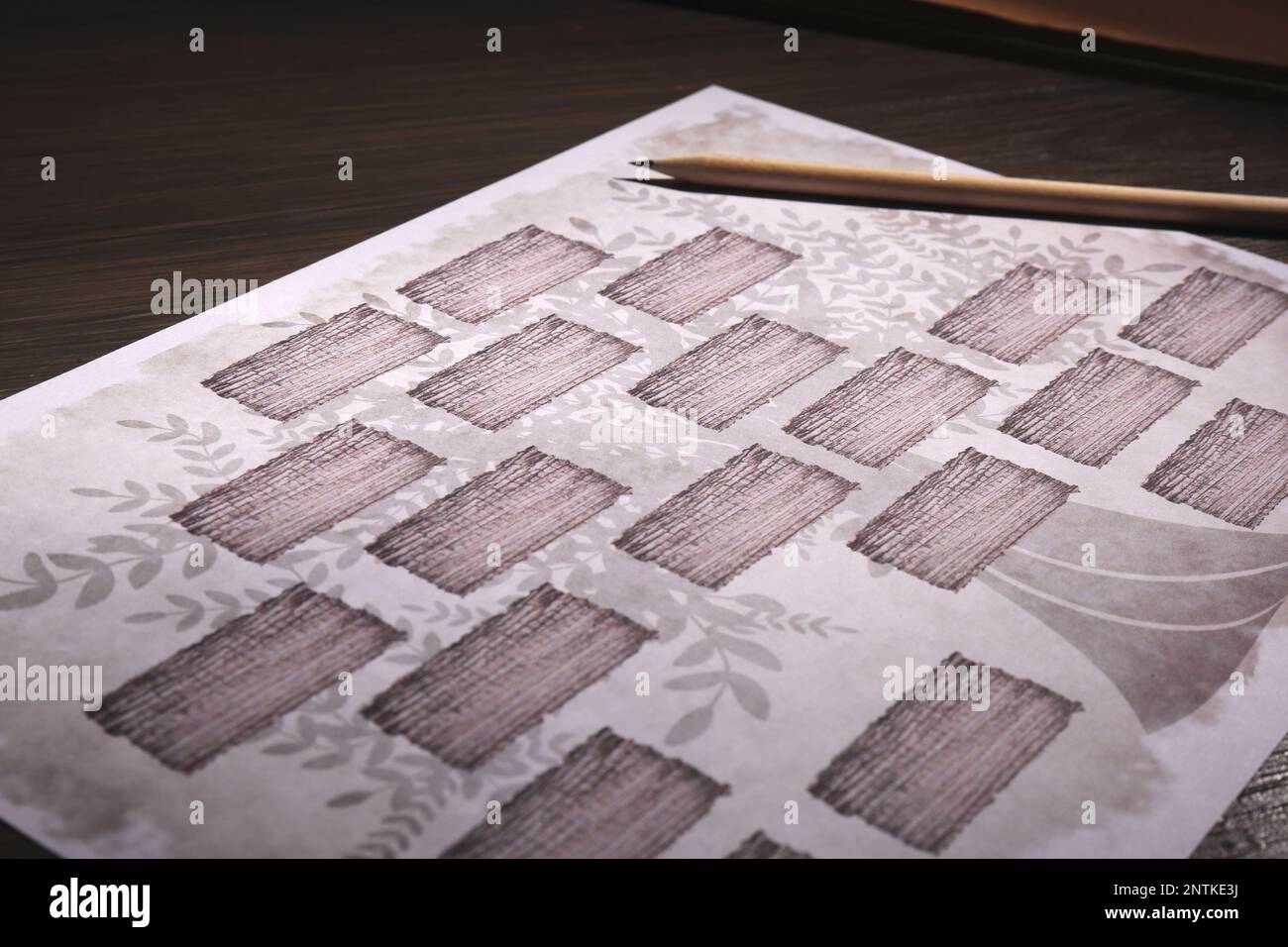 Blank family tree and pencil on wooden table, closeup Stock Photo - Alamy