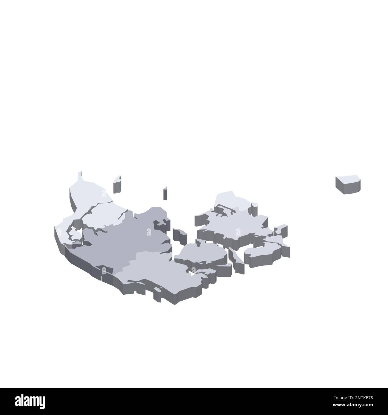Denmark political map of administrative divisions - regions. 3D ...