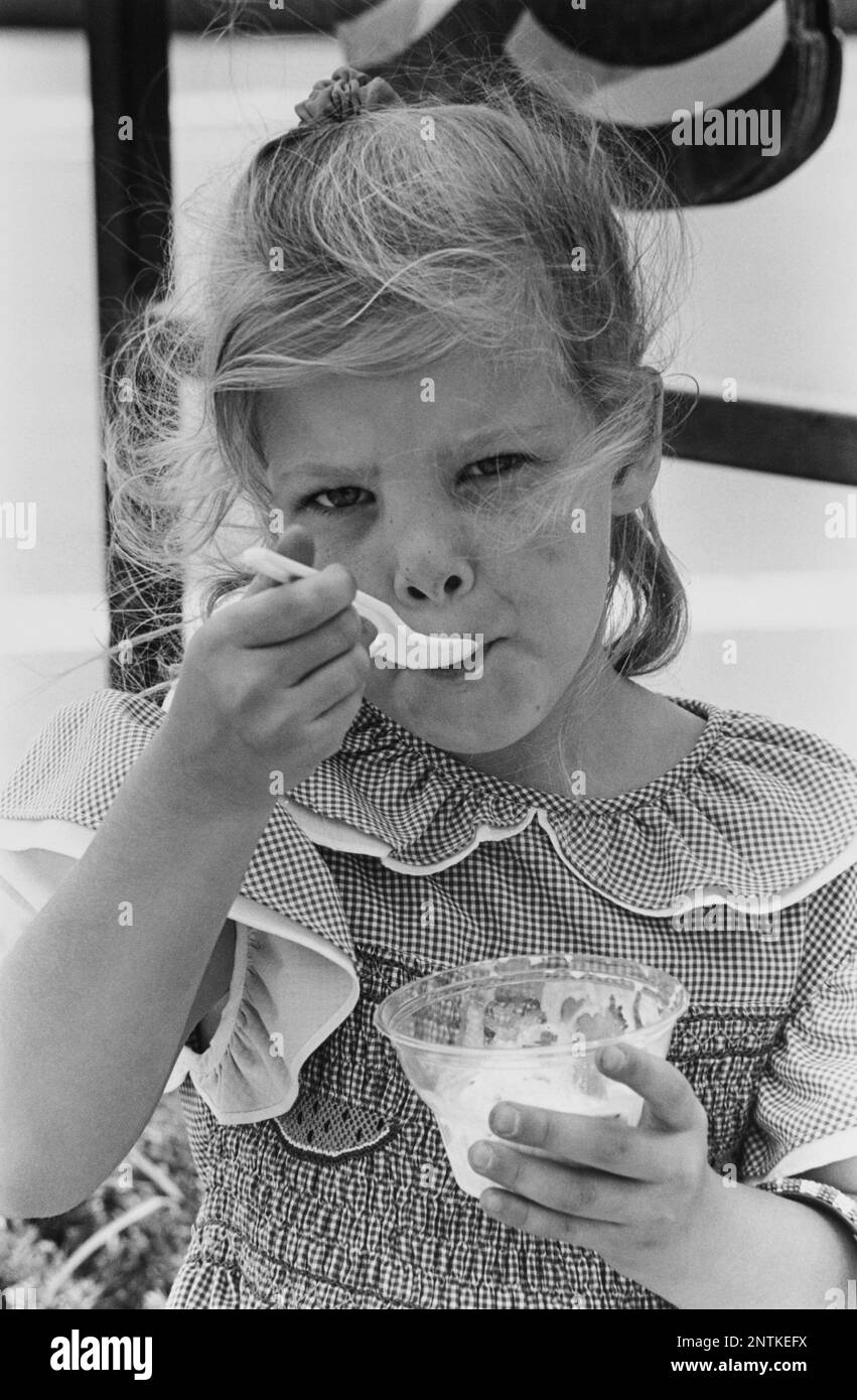 Nicole Lauglois (age 4) enjoys ice cream from Bob's on June 6, 1994 ...