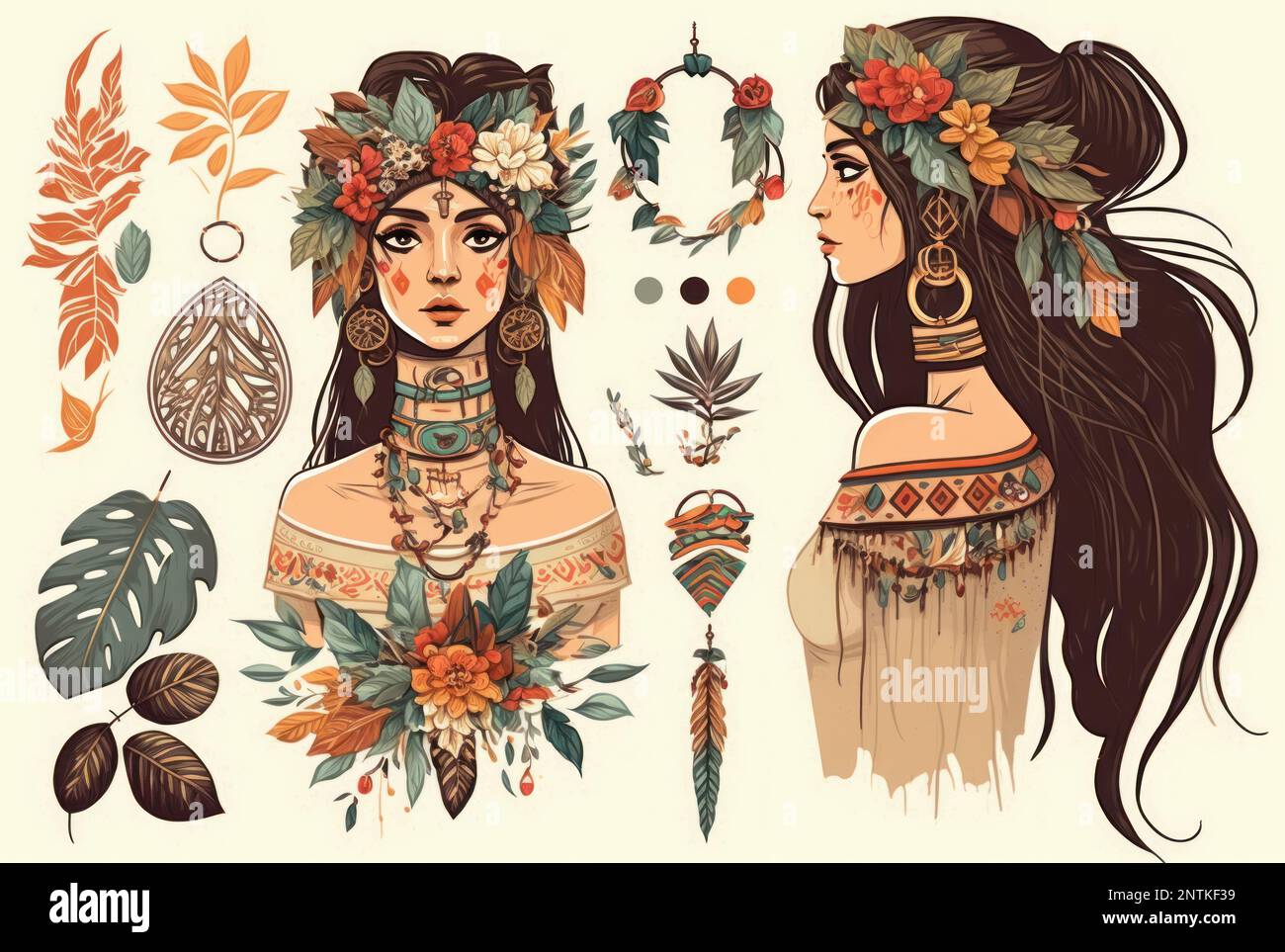 Illustration of boho playful style for fashion background Stock Photo ...