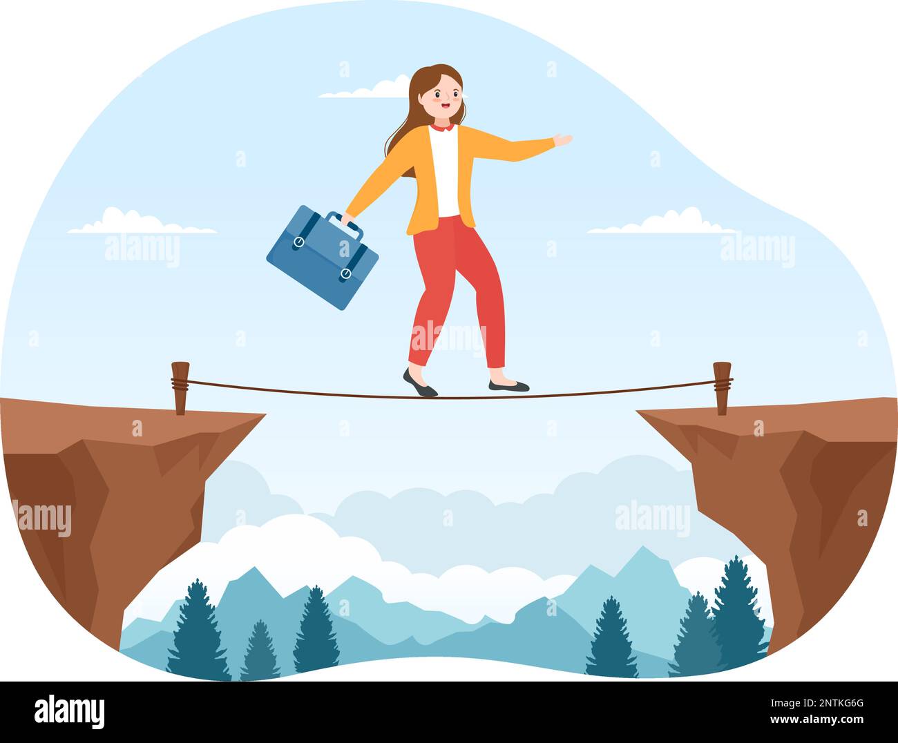 Challenge Illustration with Businessman Running to the Top and ...