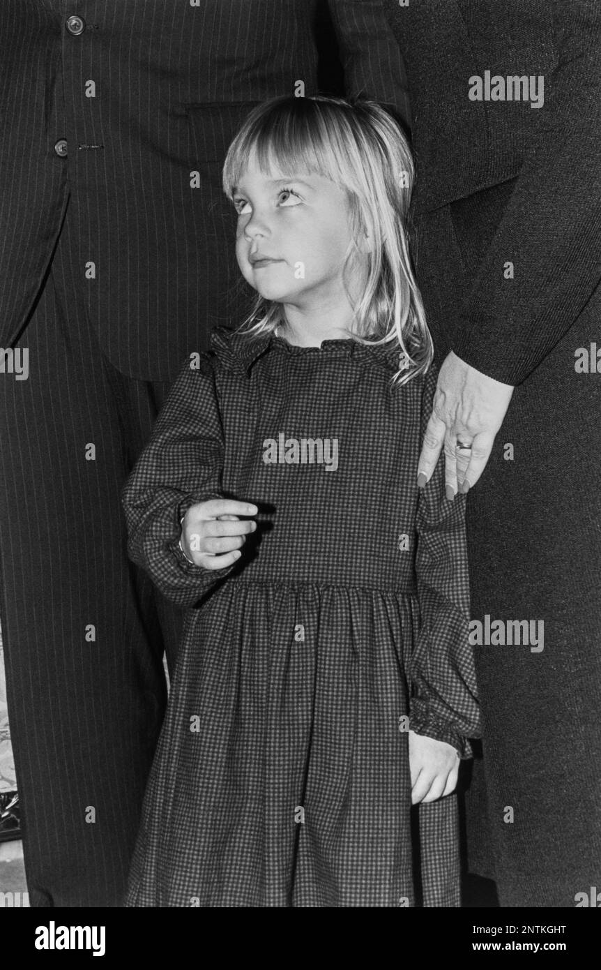 Sarah Riggs (age 4), daughter of Rep. Frank Riggs, watched her father's ...