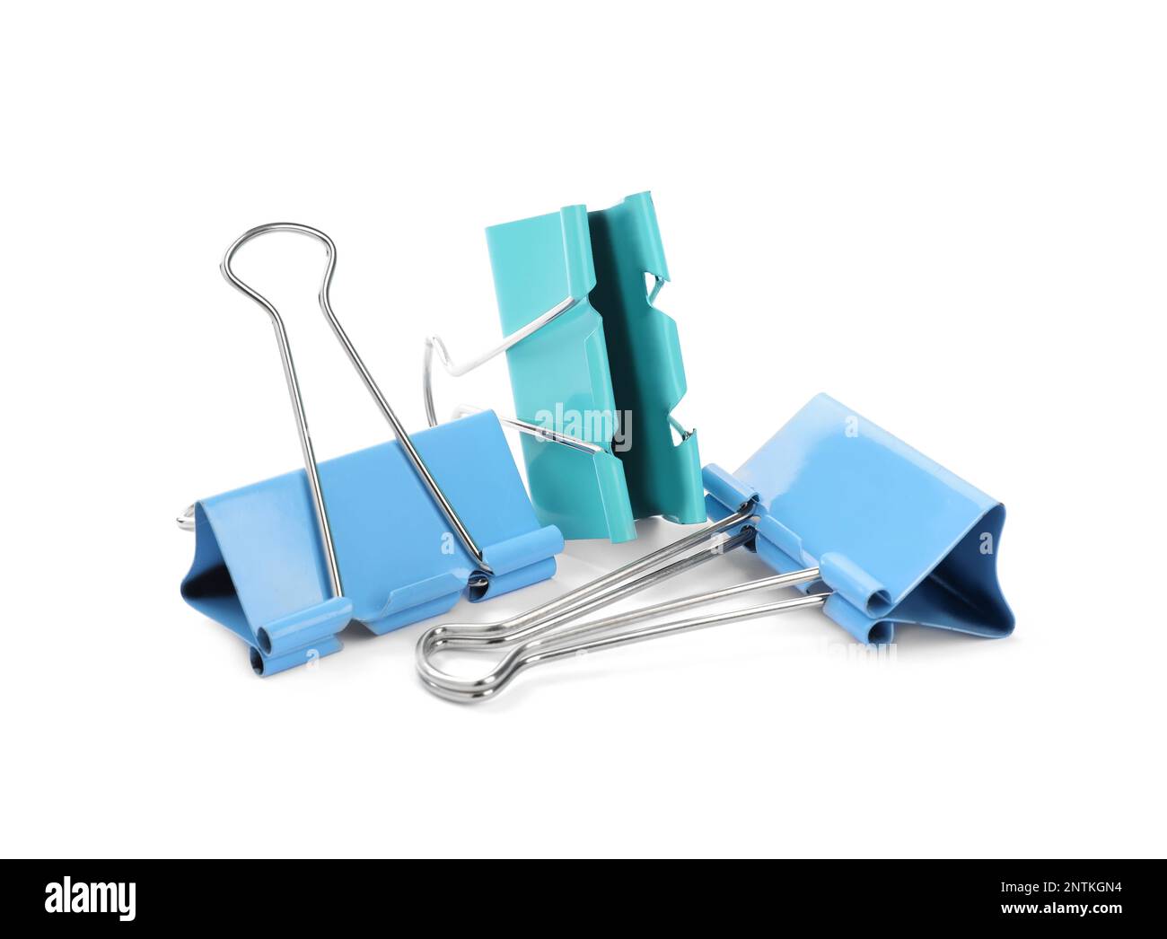 Colorful binder clips on white background. Stationery Stock Photo - Alamy