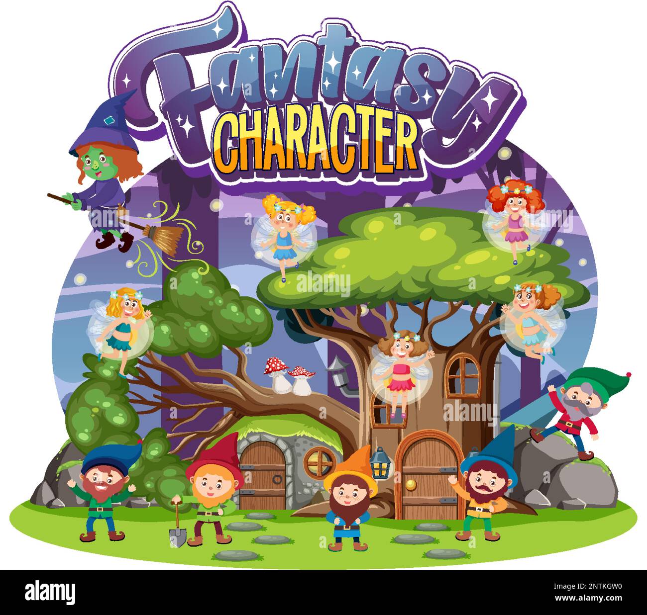 Fantasy character text for banner design illustration Stock Vector ...