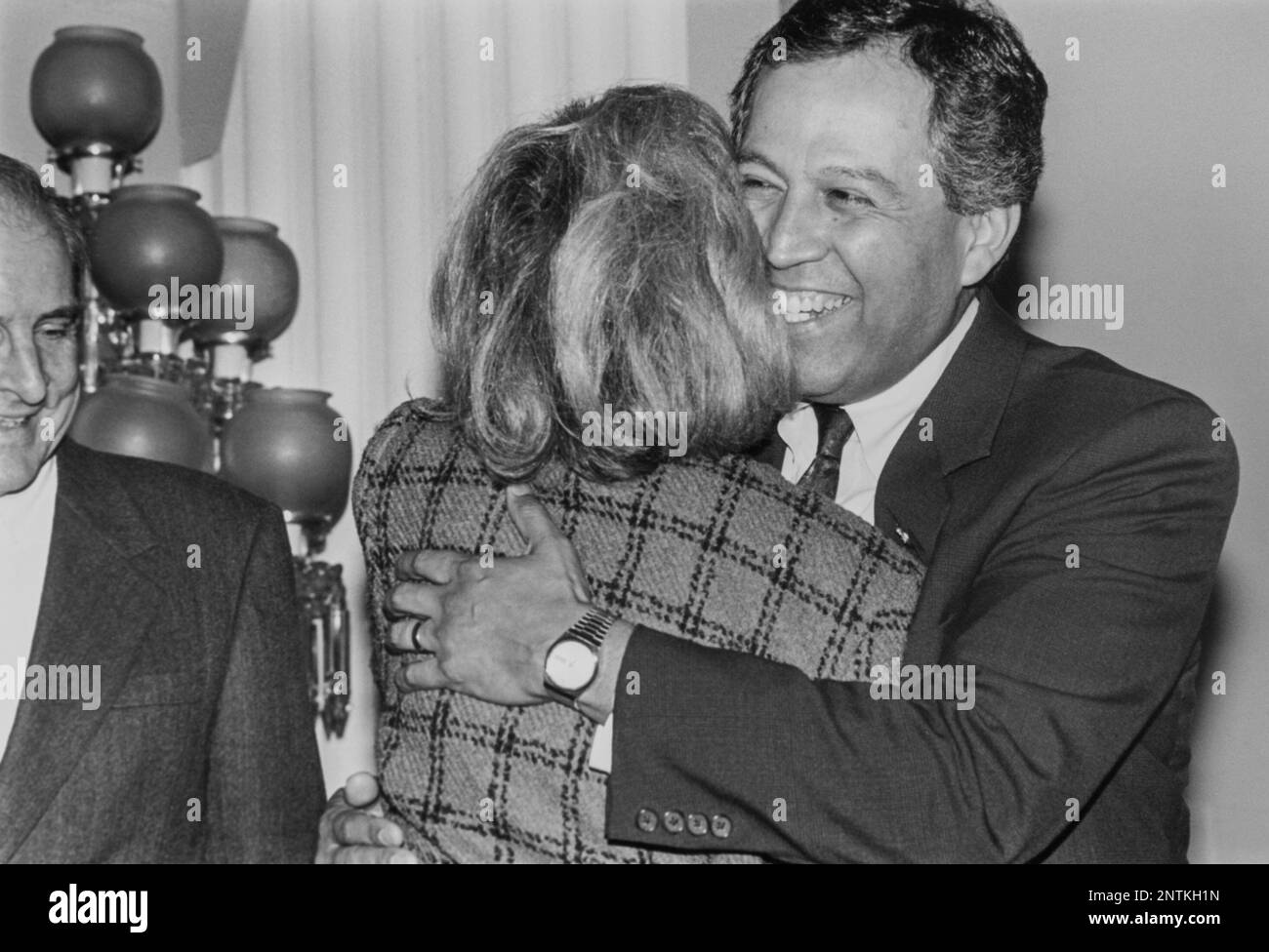 Rep. Henry Bonilla, R-Tex., hugs Sen. Kay Bailey Hutchison, R-Tex., at ...