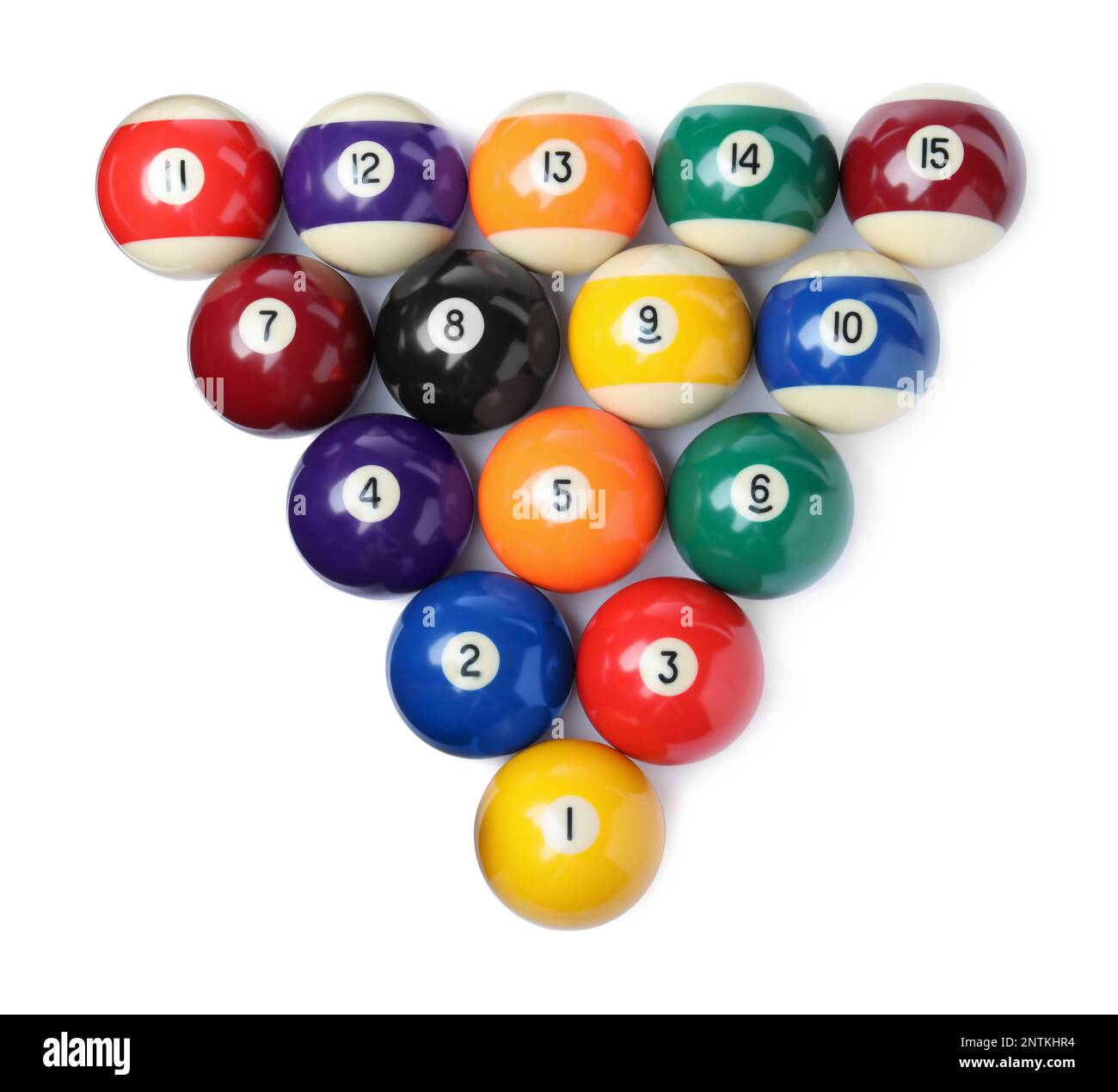 Set of billiard balls on white background, top view Stock Photo - Alamy